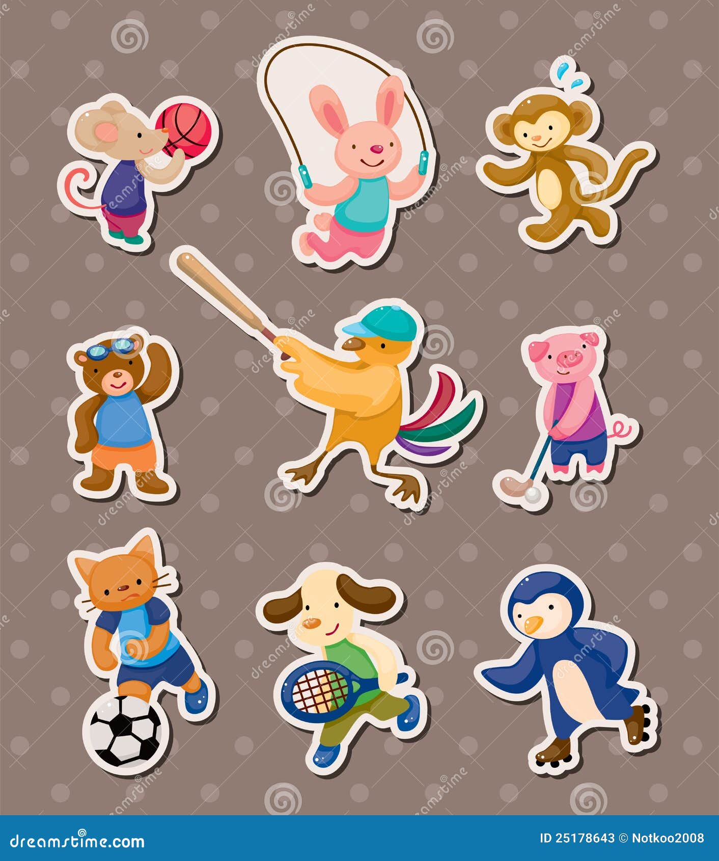 Animal sport stickers stock vector. Illustration of movement - 25178643