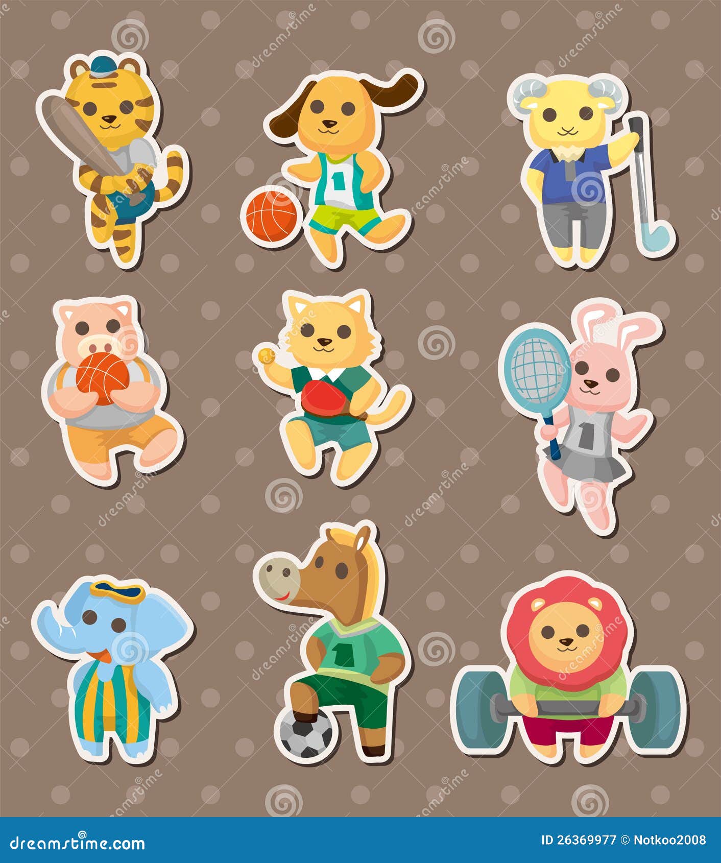 Animal sport stickers stock vector. Illustration of group - 26369977