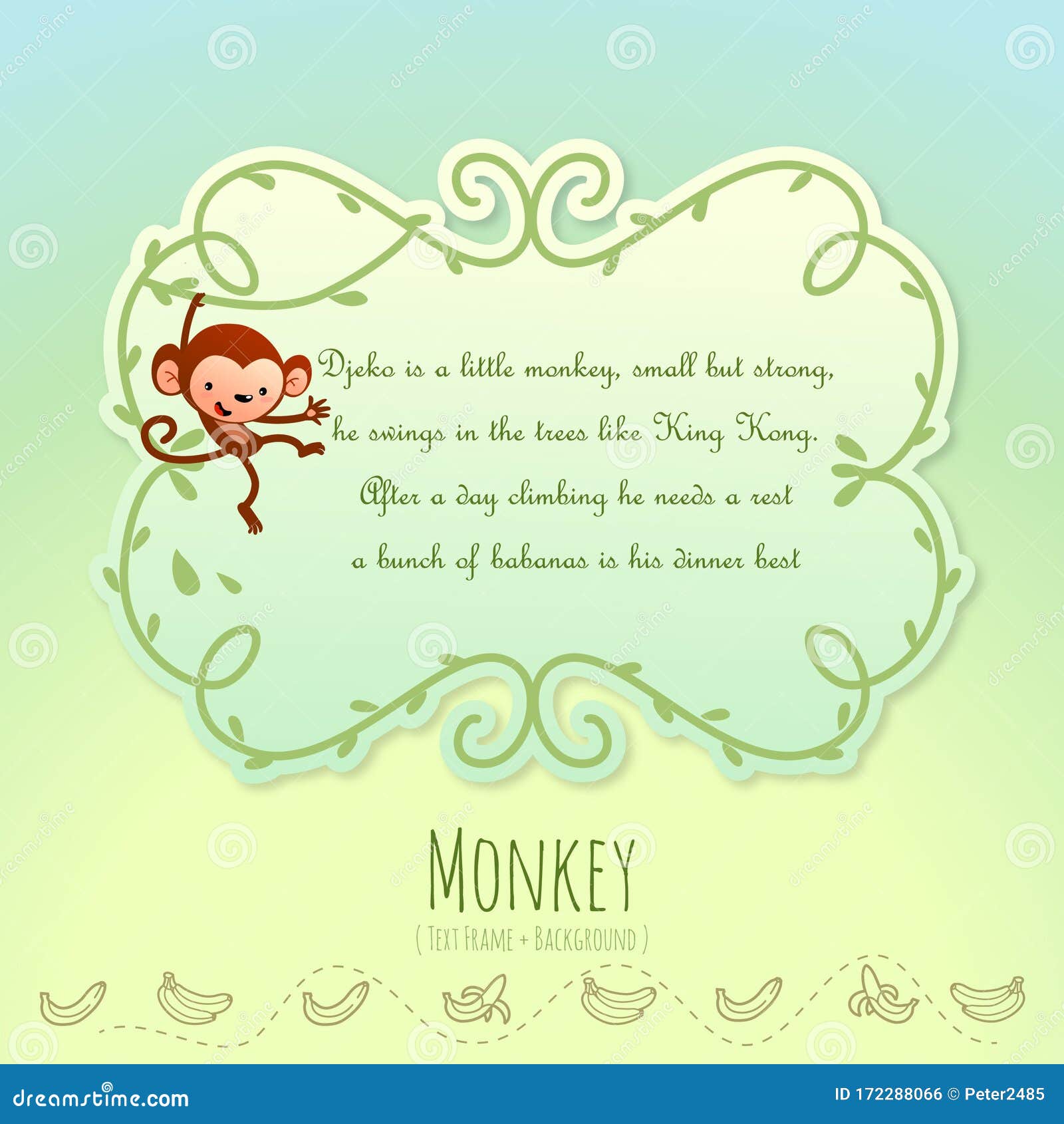 Cartoon Mischievous Monkey with Text Frame Callout and Background Stock ...