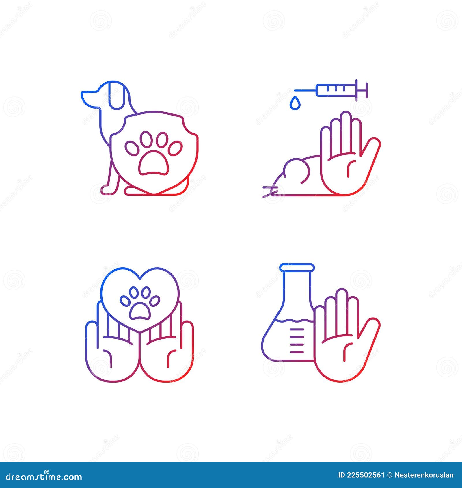 Animal Testing Gradient Linear Vector Icons Set Stock Vector ...