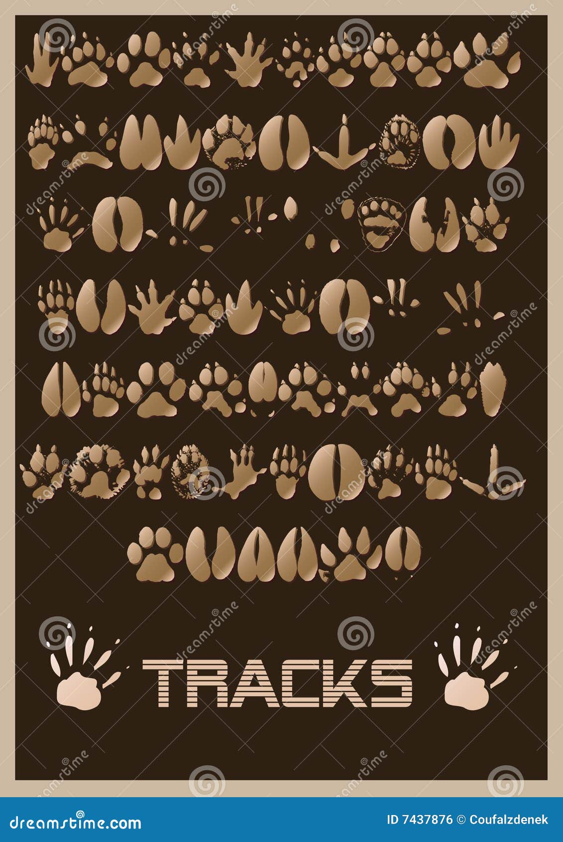 Animal tracks stock illustration. Illustration of outline - 7437876
