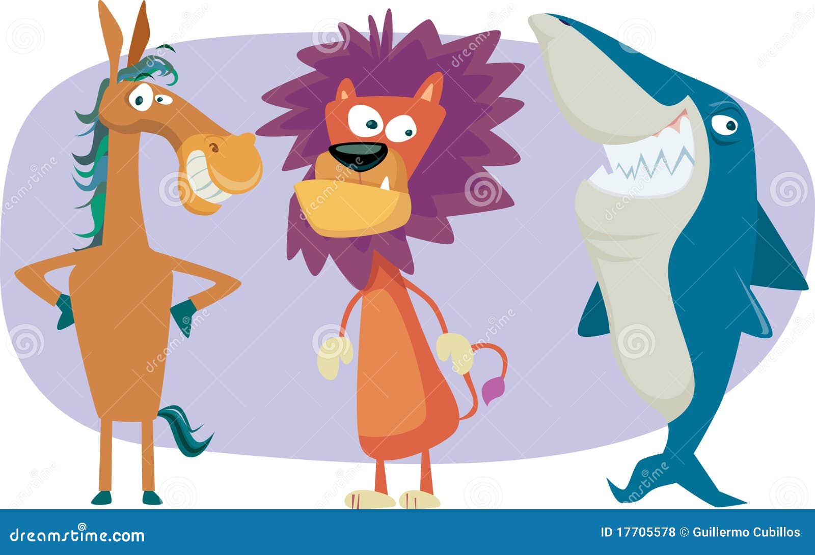 Animal trio stock vector. Illustration of horse, shark - 17705578