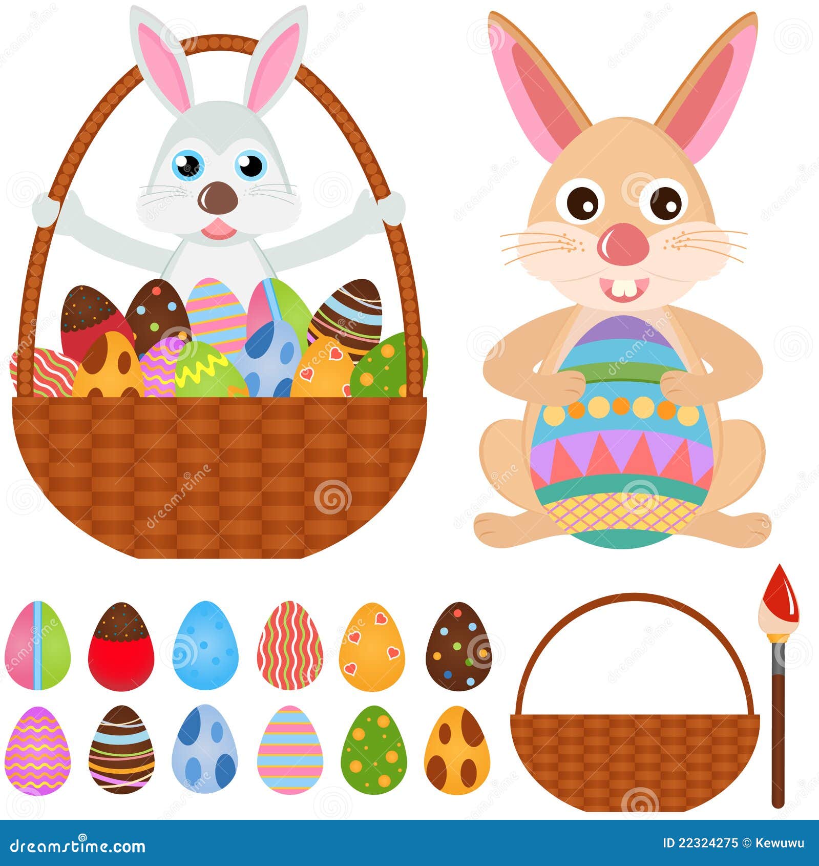 Animal Vector Icons : Rabbit Bunny with Easter Egg Stock Vector ...