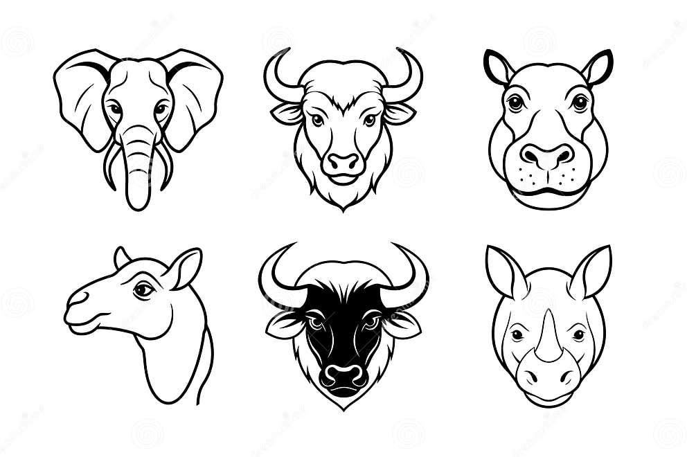 Animal Vector Line Art Illustration Bundle Stock Illustration ...