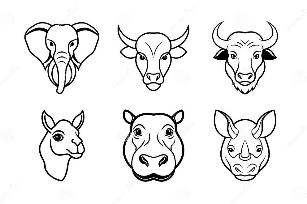 Animal Vector Line Art Illustration Bundle Stock Illustration ...
