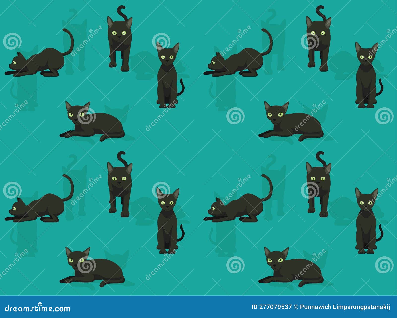 Cat Devon Rex Cartoon Character Seamless Wallpaper Background Stock ...