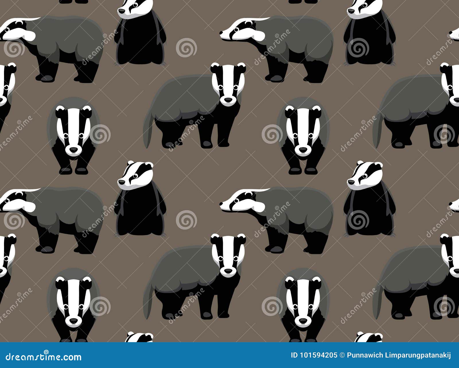 Cute Badger Seamless Wallpaper Stock Vector - Illustration of carnivore ...