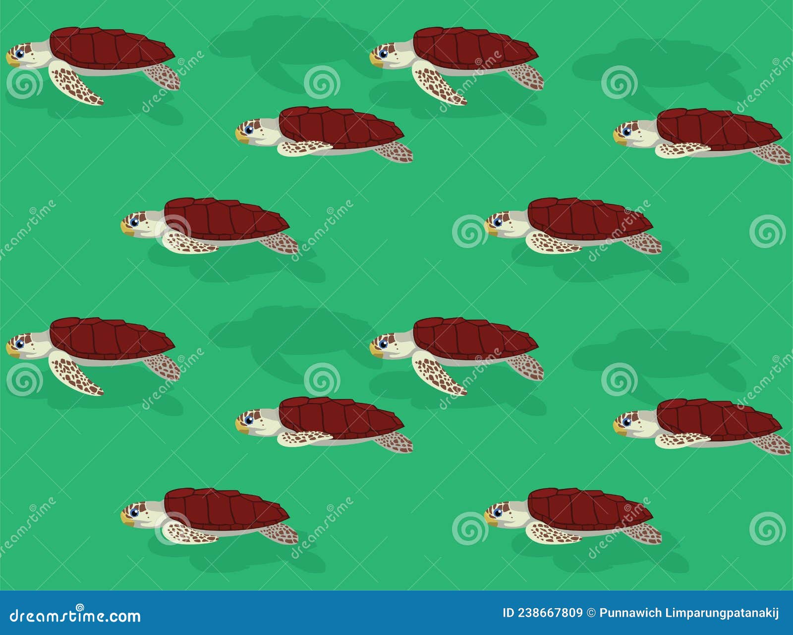 Sea Turtle Loggerhead Character Vector Seamless Wallpaper Stock Vector ...