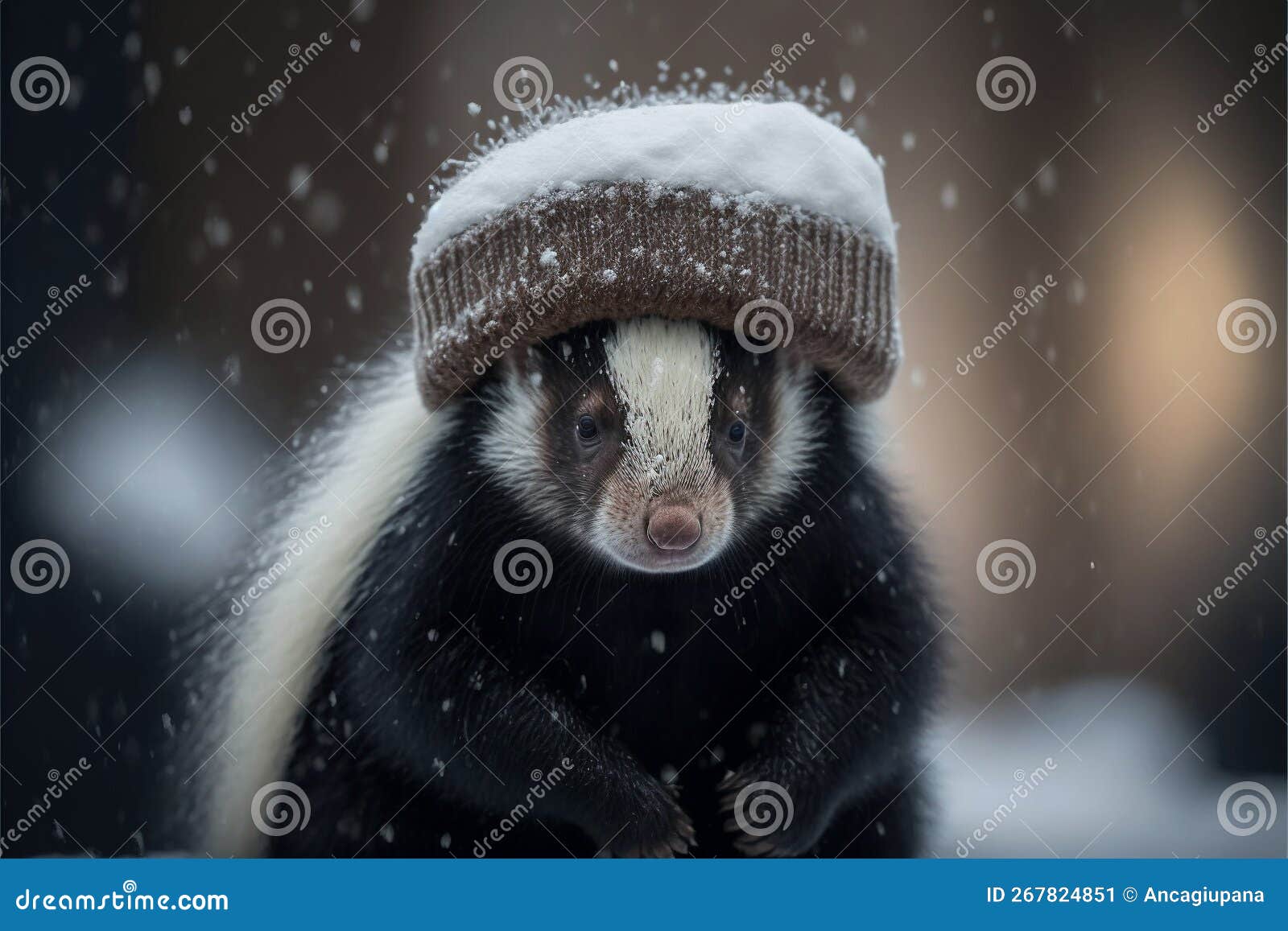 Animal Wearing Warm Winter Hat during Cold Winter. AI Generated Stock ...