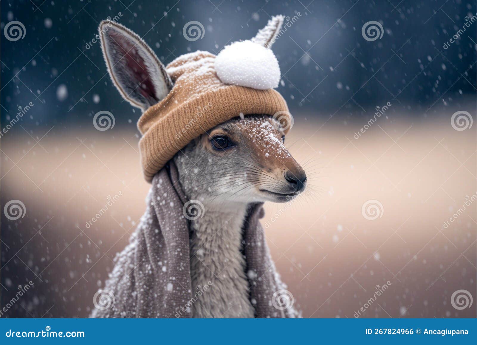 Animal Wearing Warm Winter Hat during Cold Winter. AI Generated Stock ...