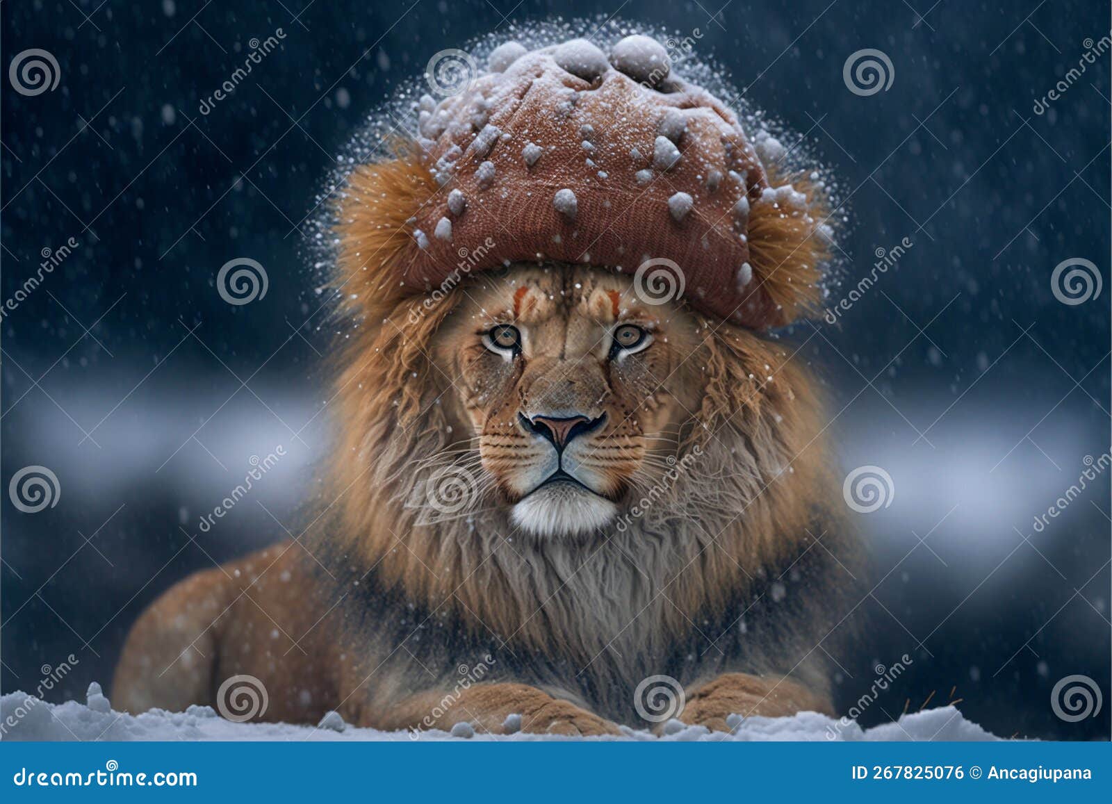 Animal Wearing Warm Winter Hat during Cold Winter. AI Generated Stock ...