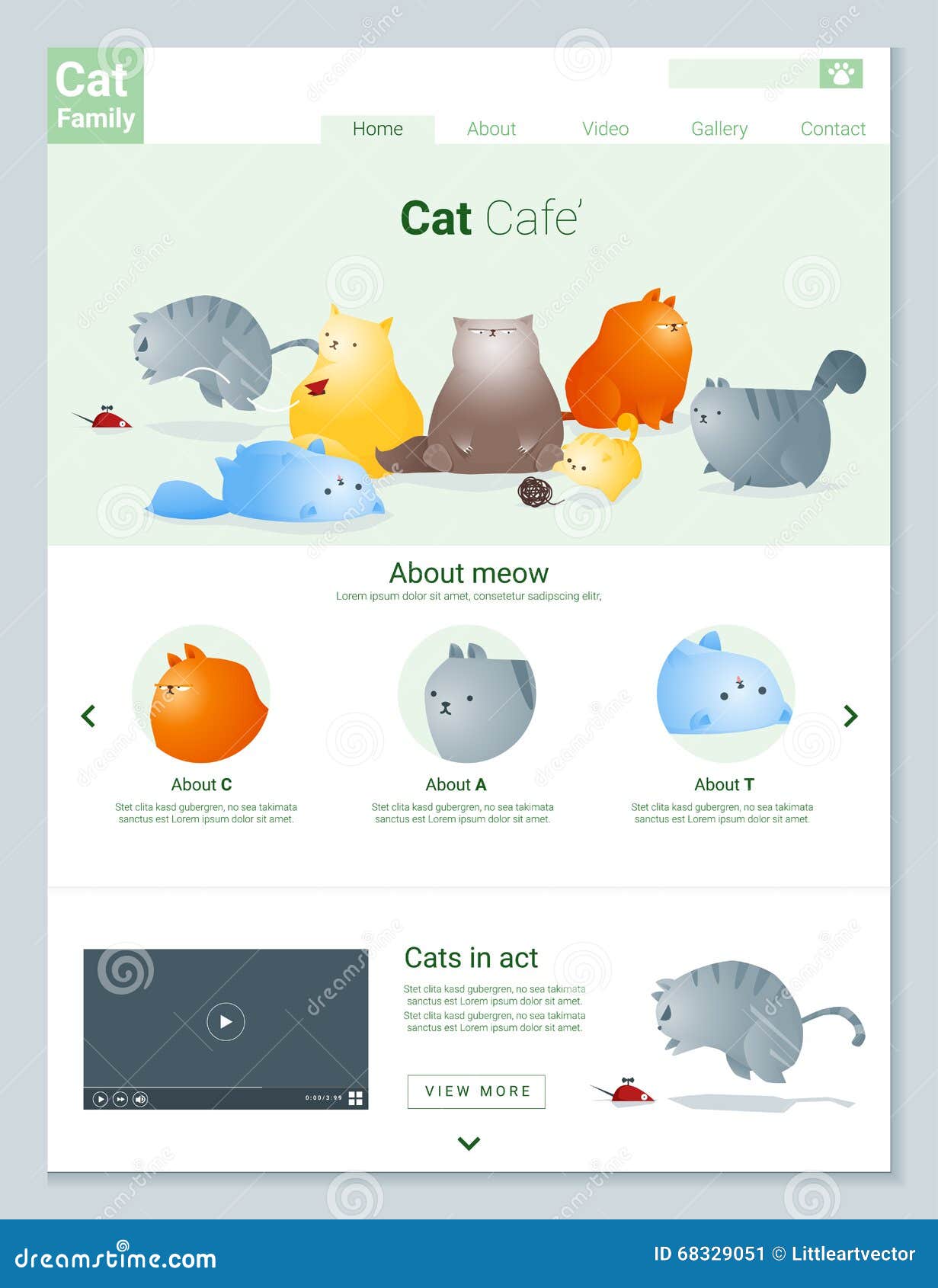 Animal Website Template Banner and Infographic with Cat Story Stock ...