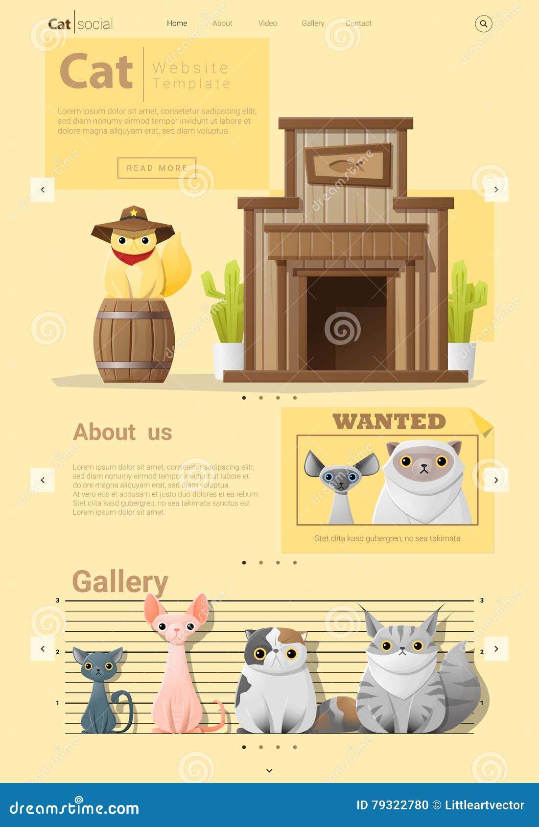 Animal Website Template Banner and Infographic with Cat Stock Vector ...