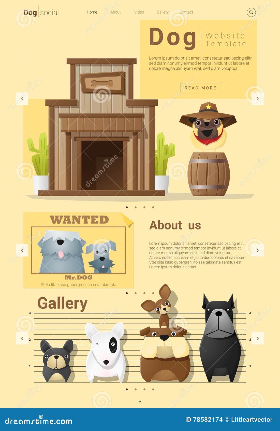 Animal Website Template Banner and Infographic with Dog Stock Vector ...