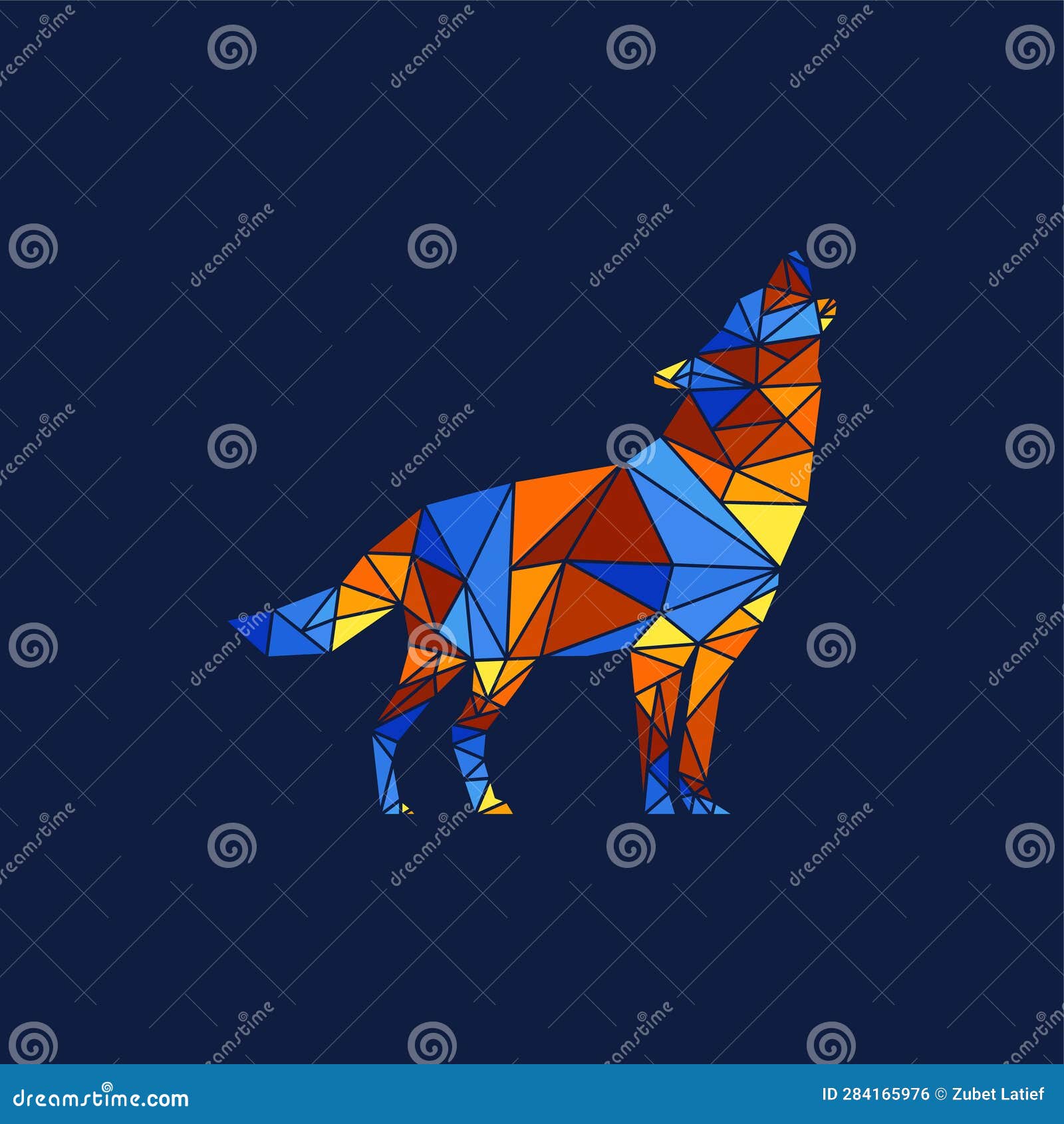 Animal Wolf Standing Geometric Colorful Design Stock Vector ...