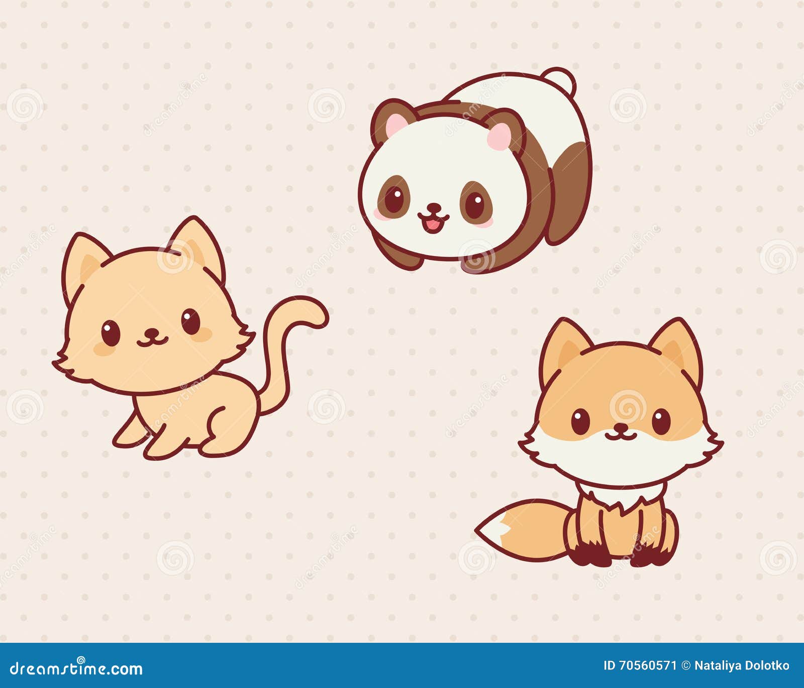 Animales de Kawaii ilustración del vector. Ilustración de punto - 70560571