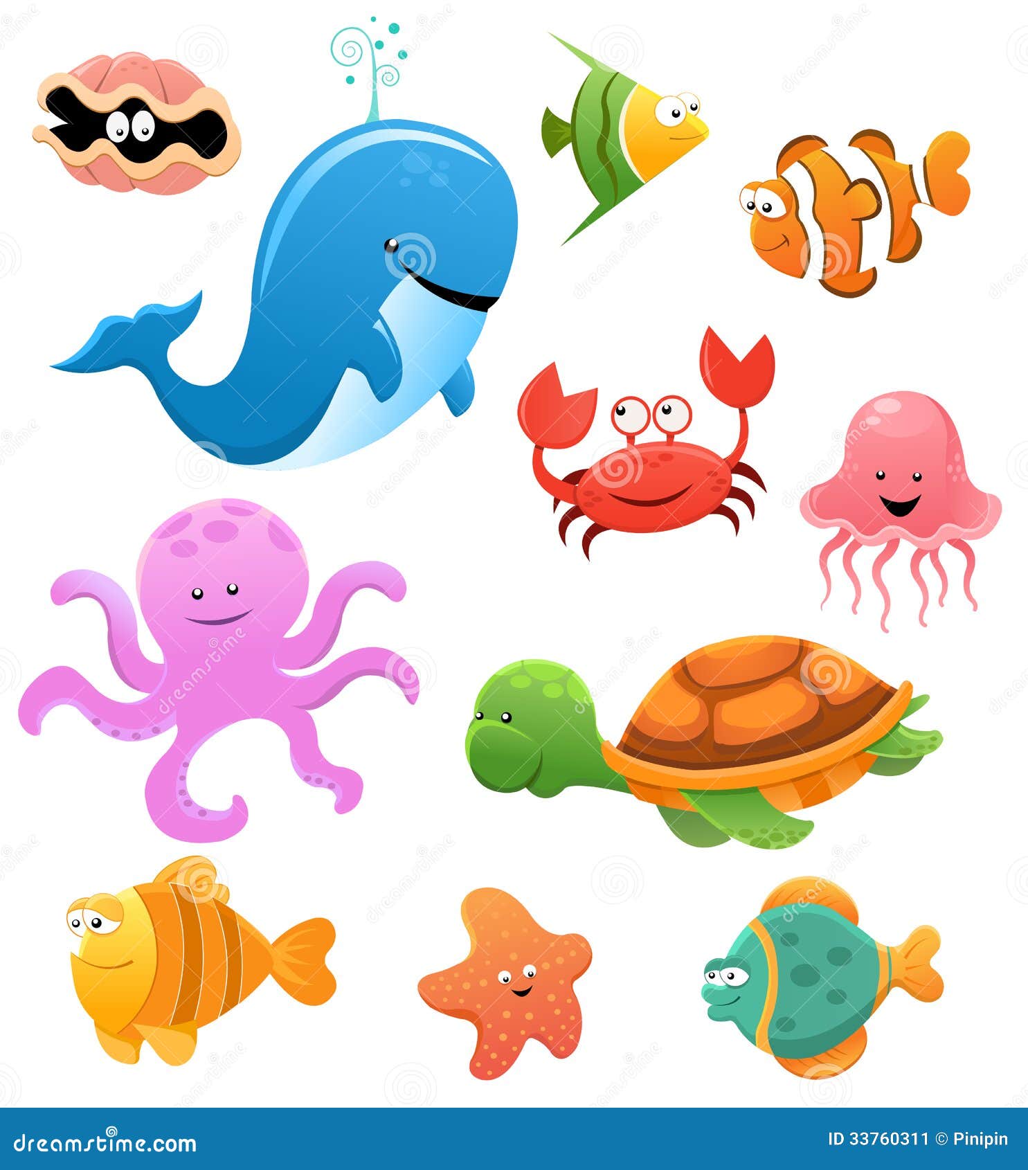 Animales de mar ilustración del vector. Imagen de nadada - 33760311