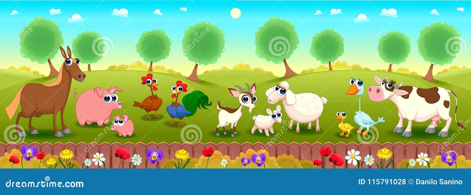Animales Del Campo De La Familia En La Naturaleza Ilustración del ... Animales Del Campo De La Familia En La Naturaleza Ilustración del ...