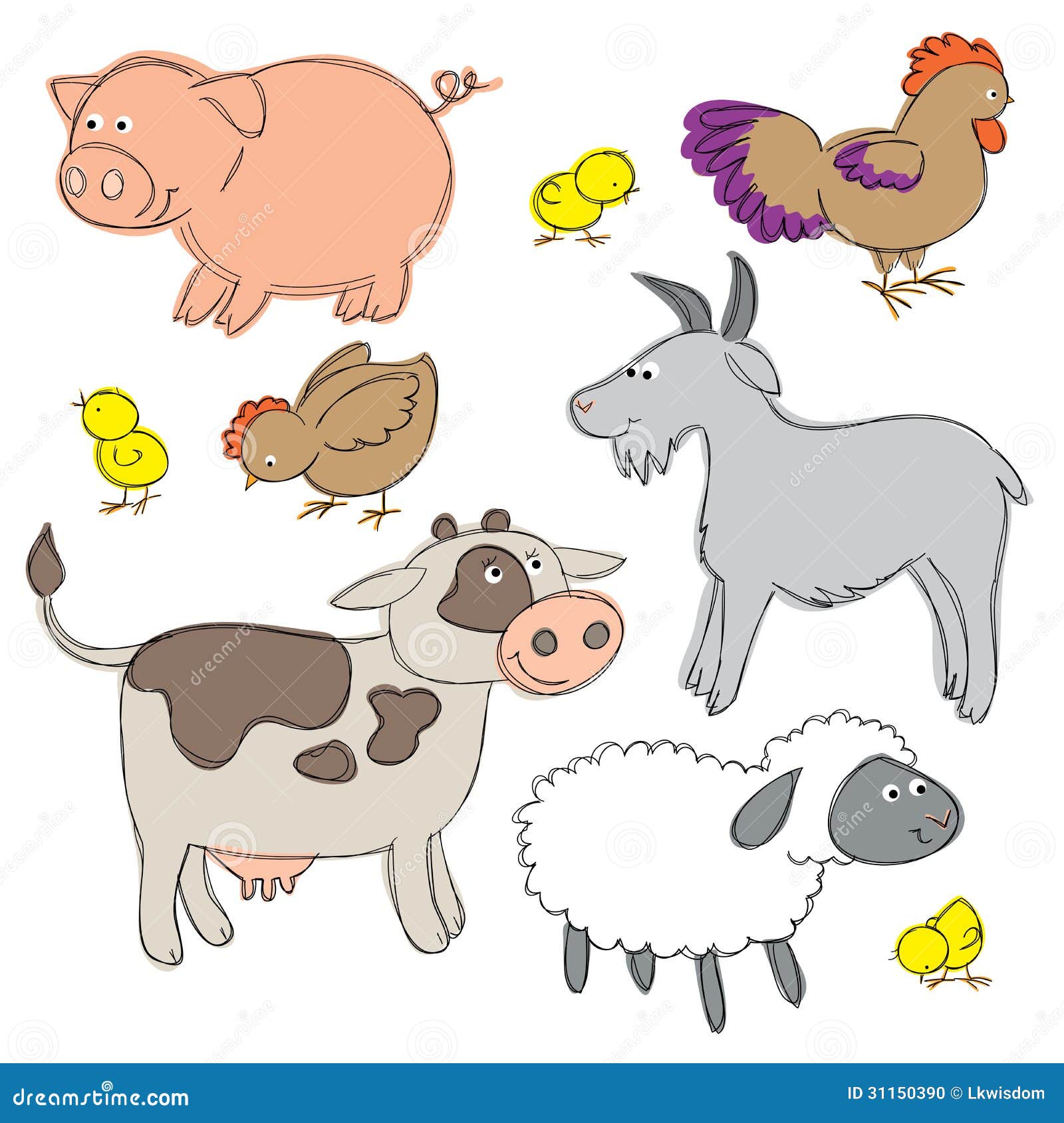 Animales del corral ilustración del vector. Ilustración de pollo - 31150390