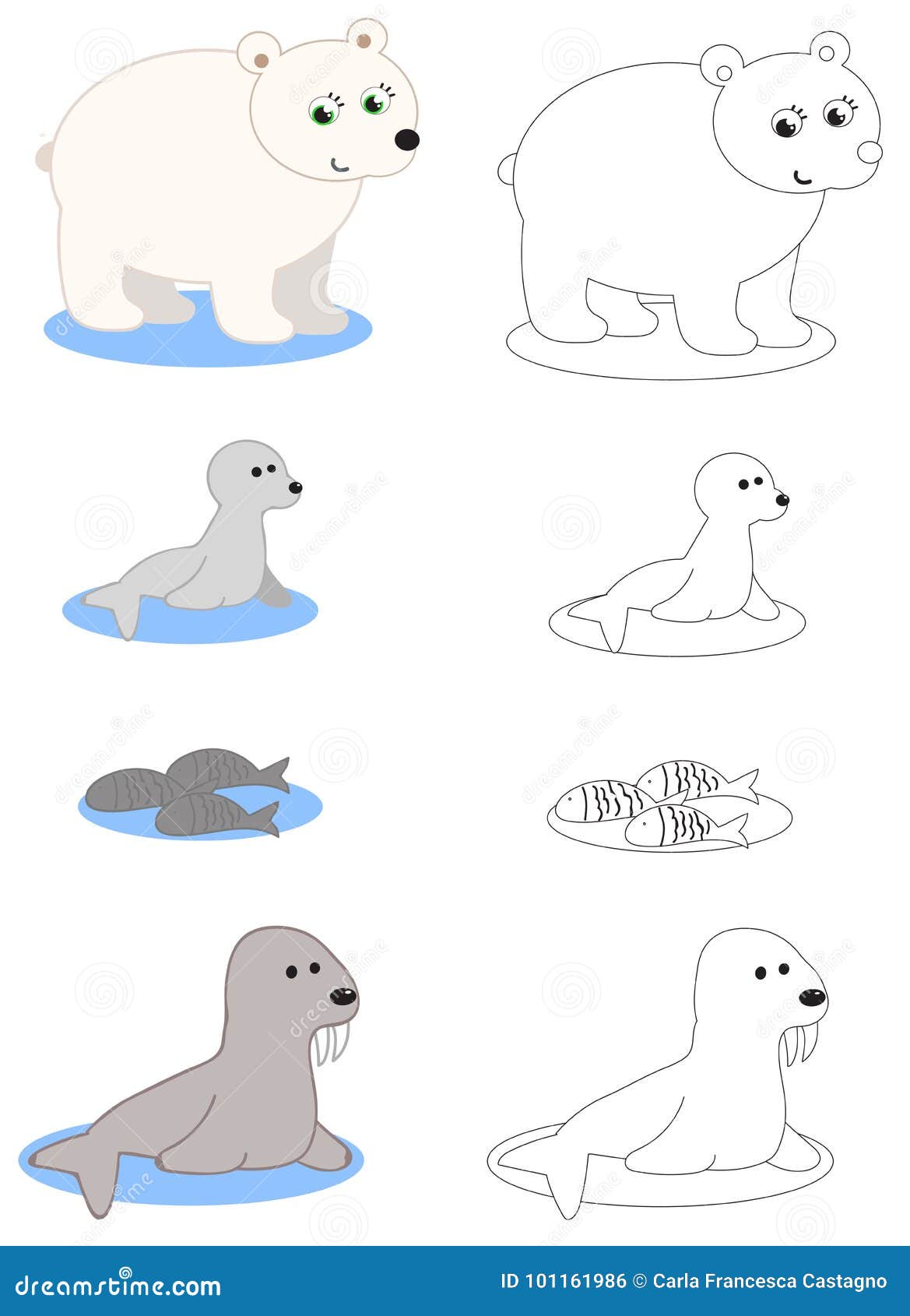 Animales Del Polo Norte Que Colorean Vector Ilustración del Vector ...