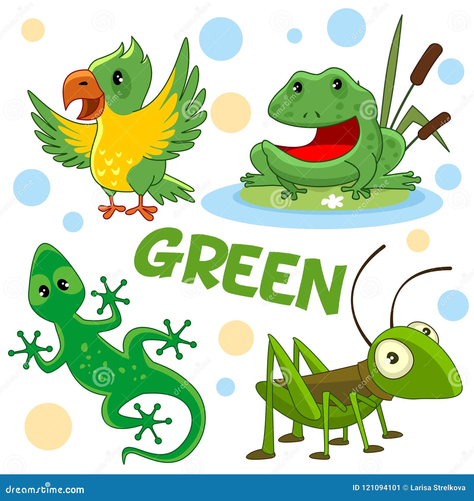 Animales Salvajes E Insectos Del Color Verde 2 Ilustración del Vector ...