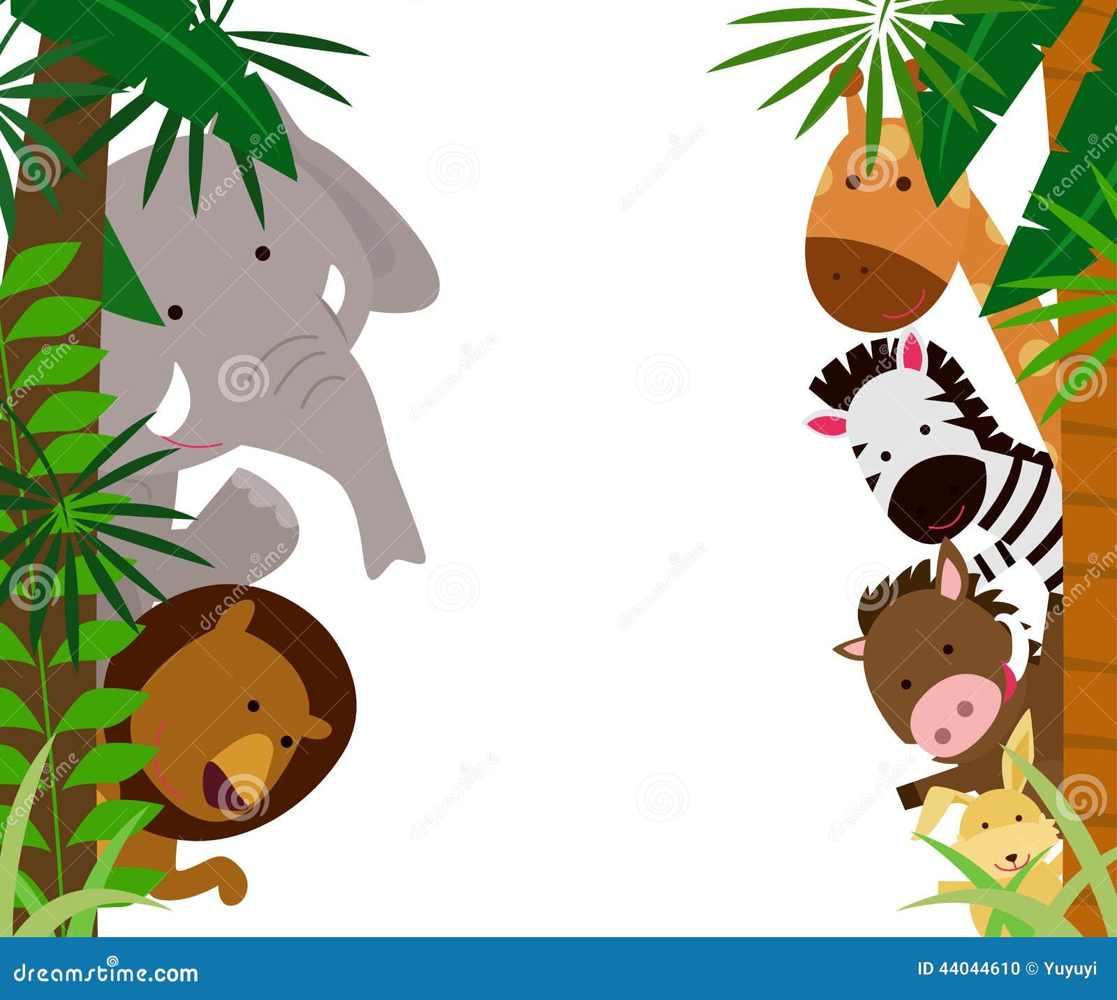 Animales y marco ilustración del vector. Ilustración de cebra - 44044610