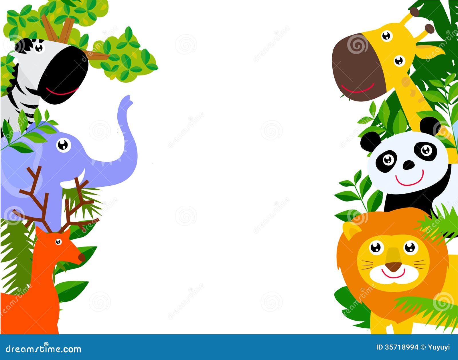 Animales y marco lindos ilustración del vector. Ilustración de grupo ...