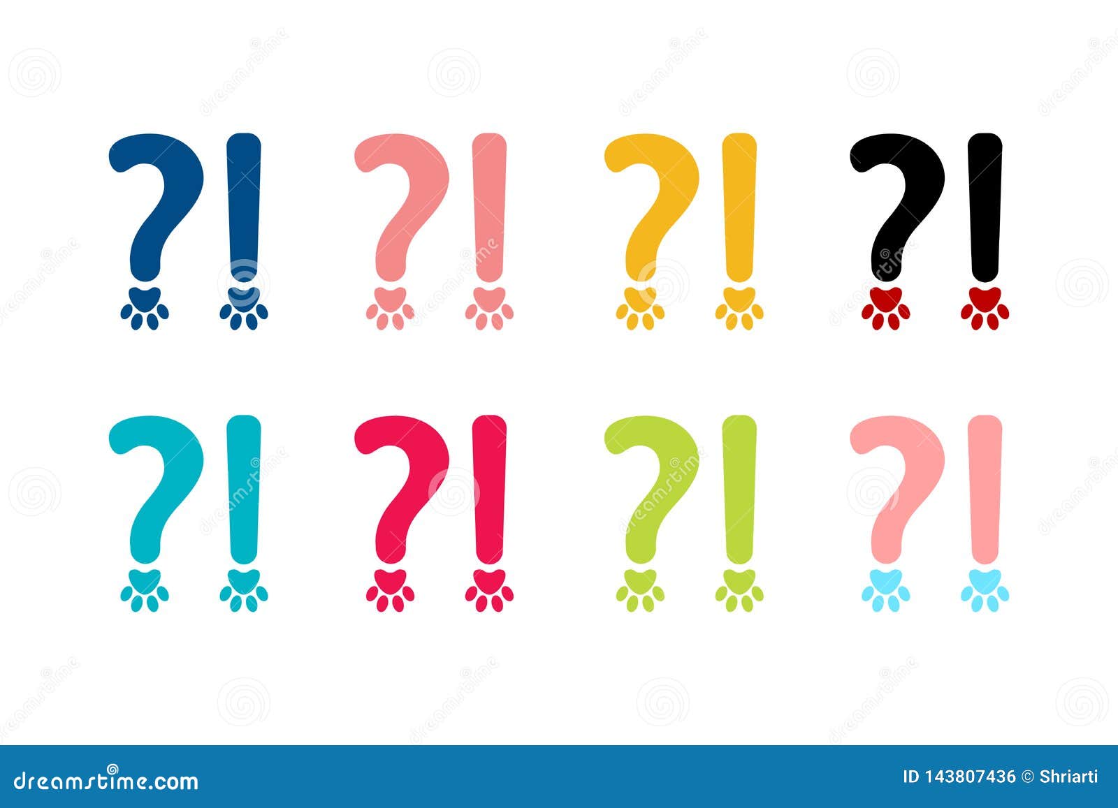 Orthography Signs Set of Question Marks and Exclamation Marks in Animal ...