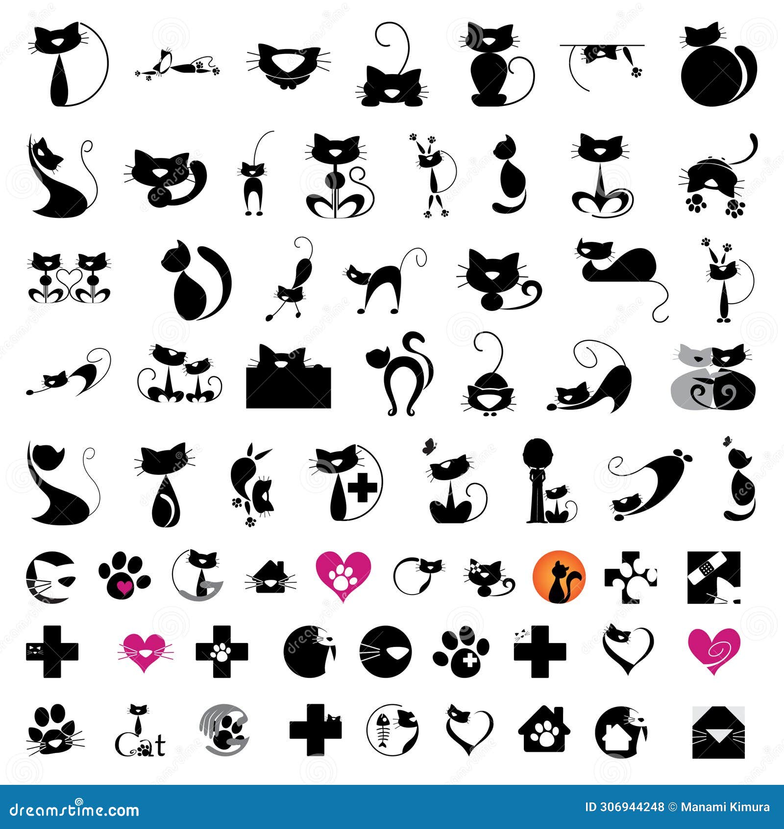 More Than 50 Images of Silhouette Simplified Cats & Kittens Stock ...