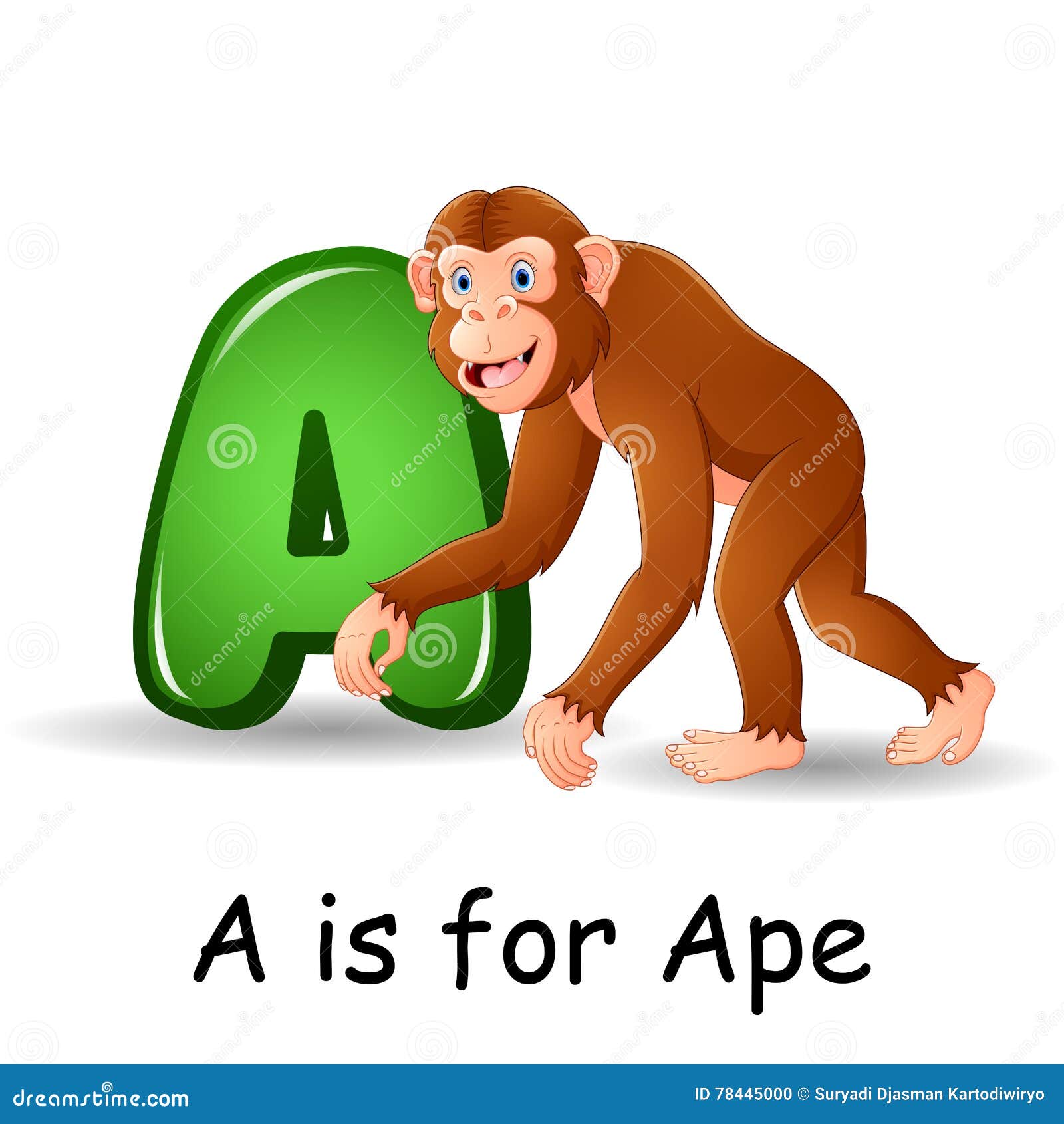 Animals Alphabet: a is for Ape Stock Vector - Illustration of preschool ...