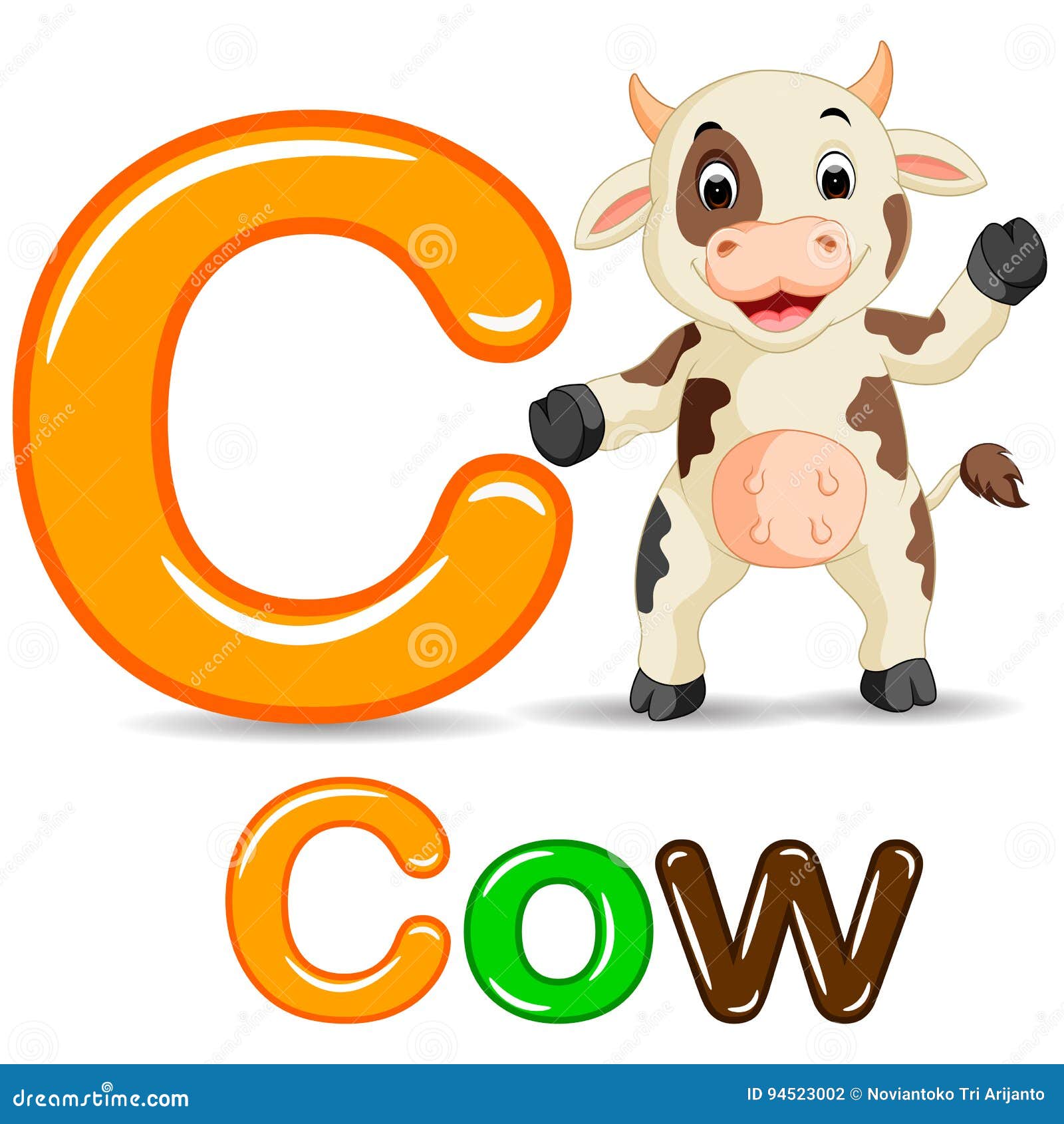 Animals Alphabet: C is for Cow Stock Vector - Illustration of spell ...