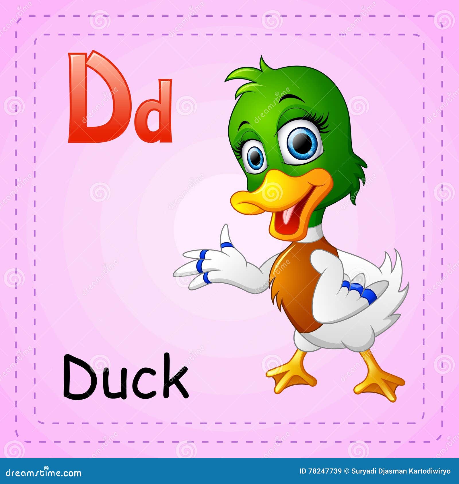 Animals Alphabet: D is for Duck Stock Vector - Illustration of font ...