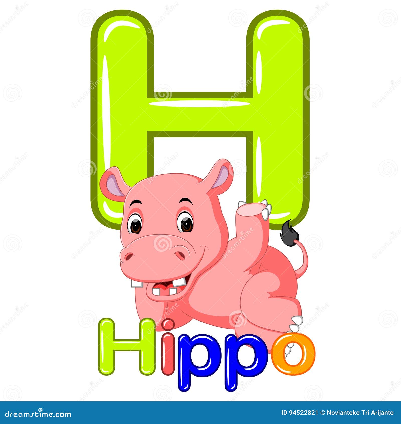 Animals Alphabet: H is for Hippo Stock Vector - Illustration of ...
