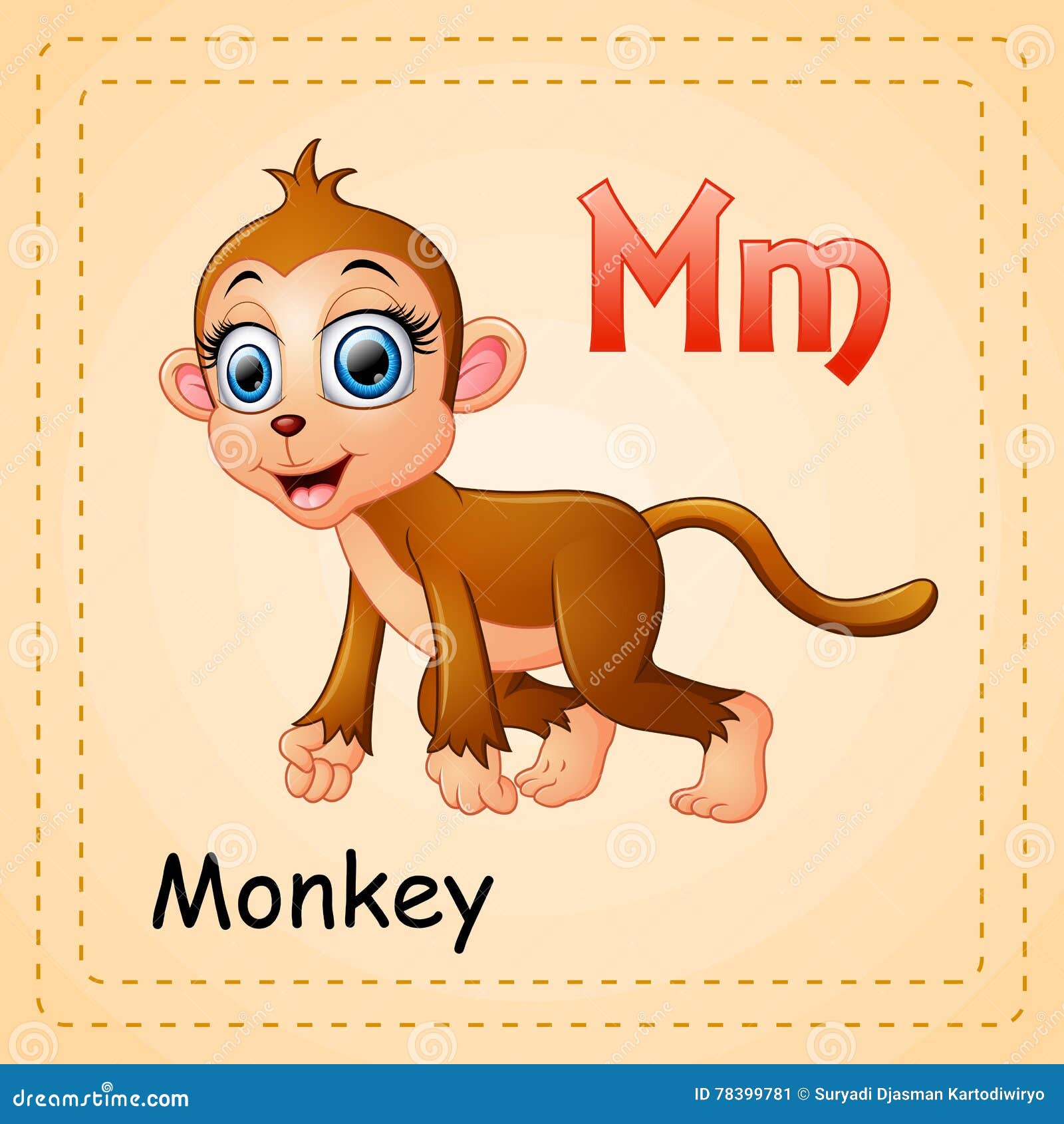 Animals Alphabet: M is for Monkey Stock Vector - Illustration of font ...