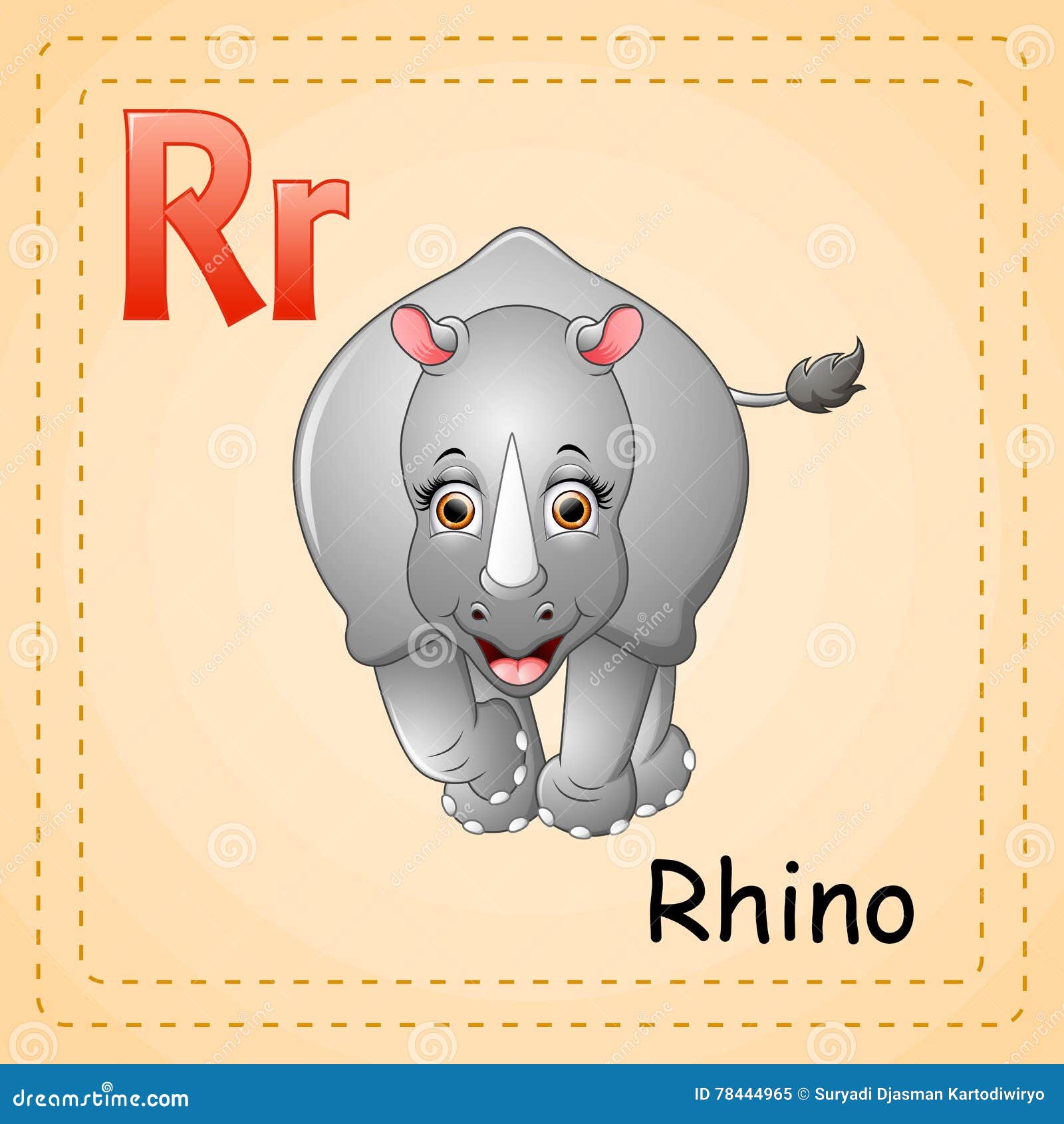 Animals Alphabet: R is for Rhino Stock Vector - Illustration of ...