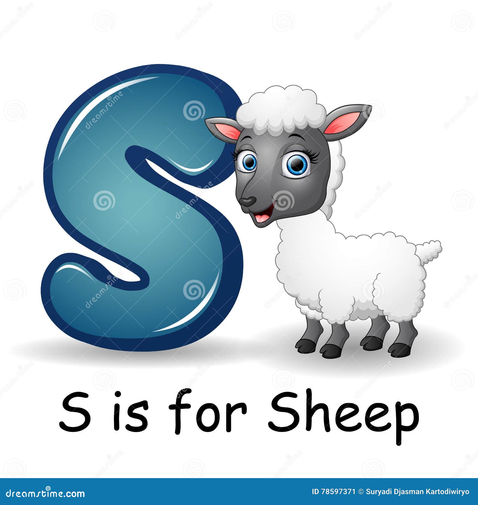 Animals Alphabet: S is for Sheep Stock Vector - Illustration of farm ...