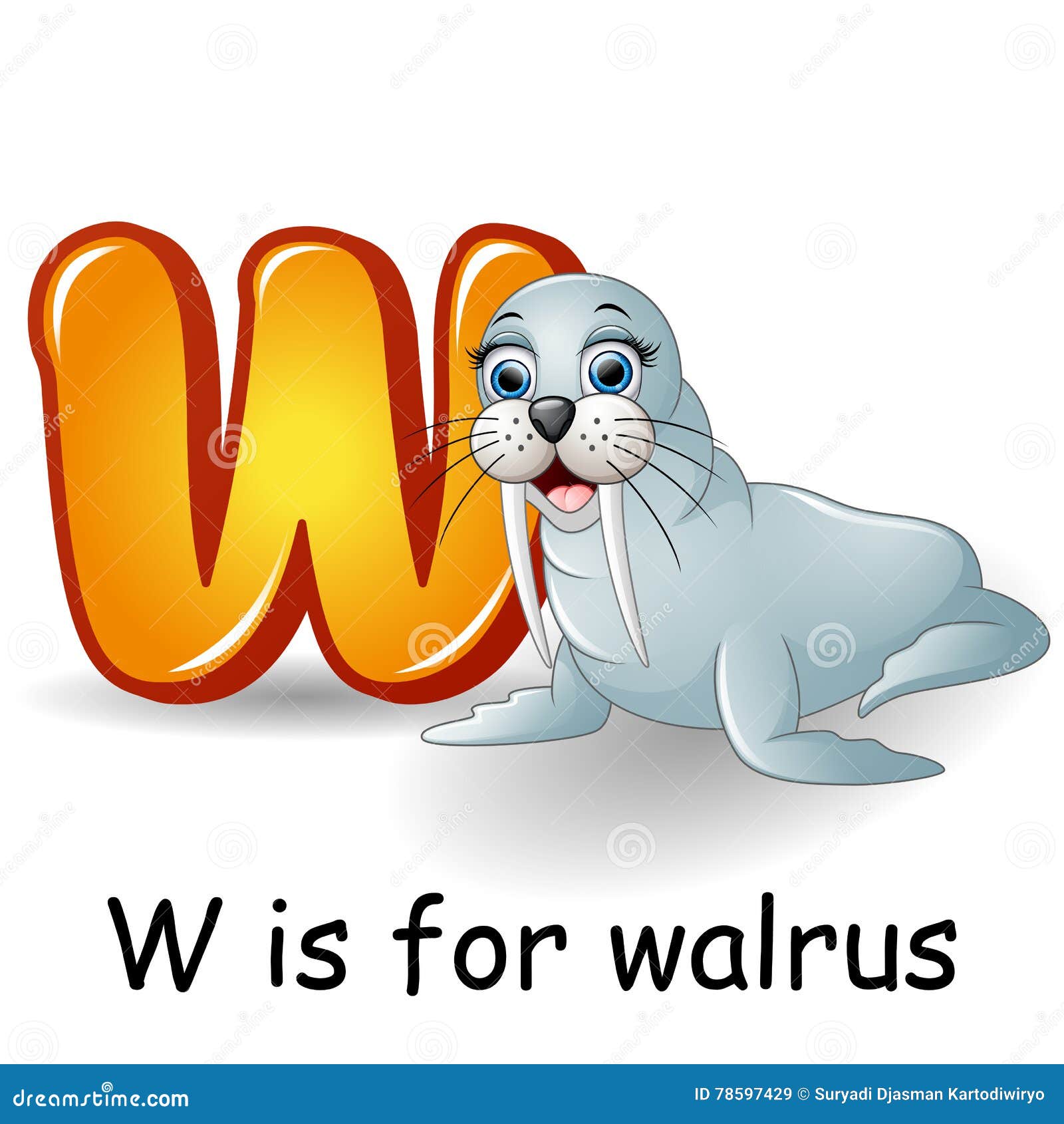 Animals Alphabet: W is for Walrus Stock Vector - Illustration of ...