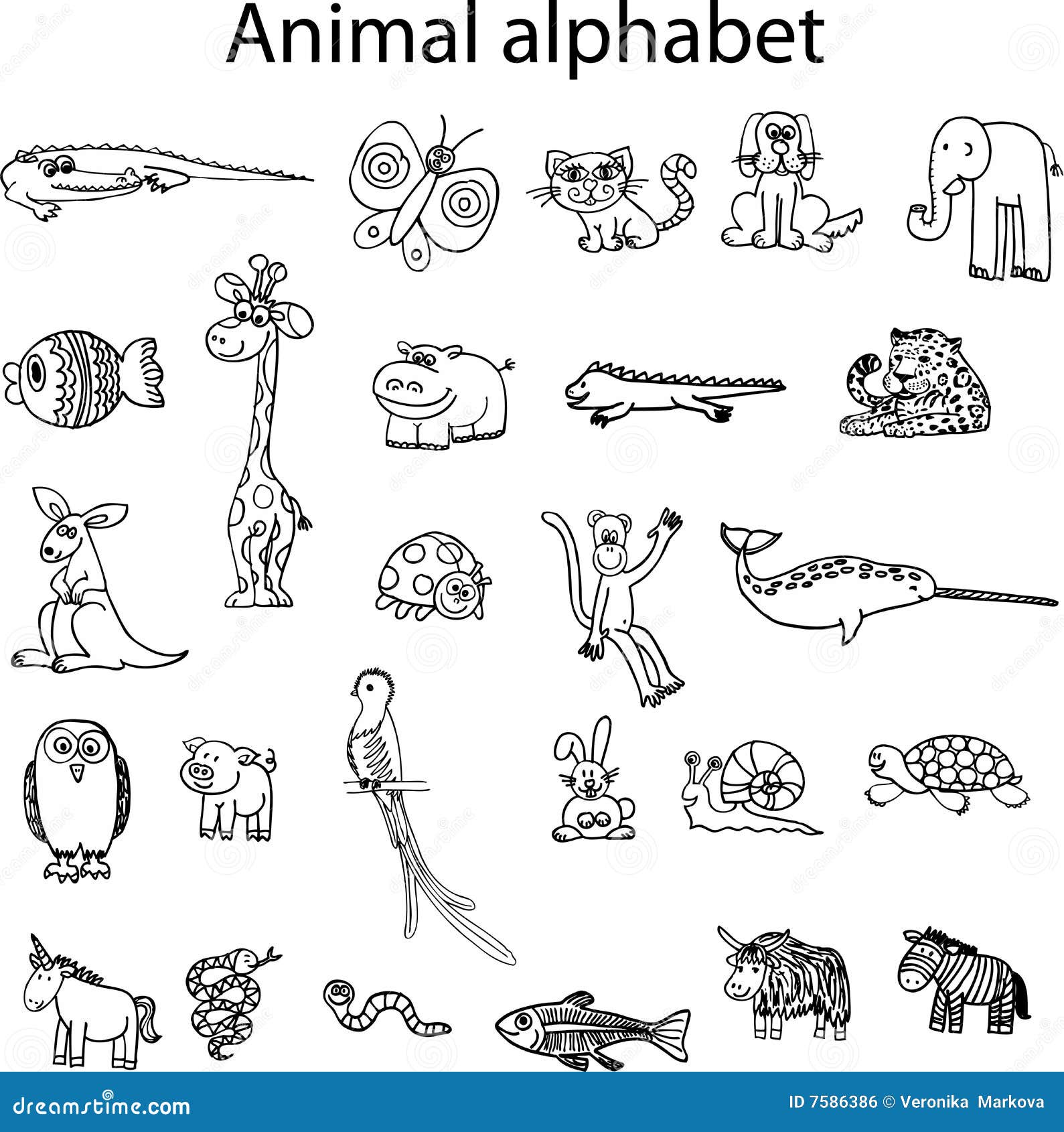 Animal Alphabet R Coloring Page Vector Illustration | CartoonDealer.com ...