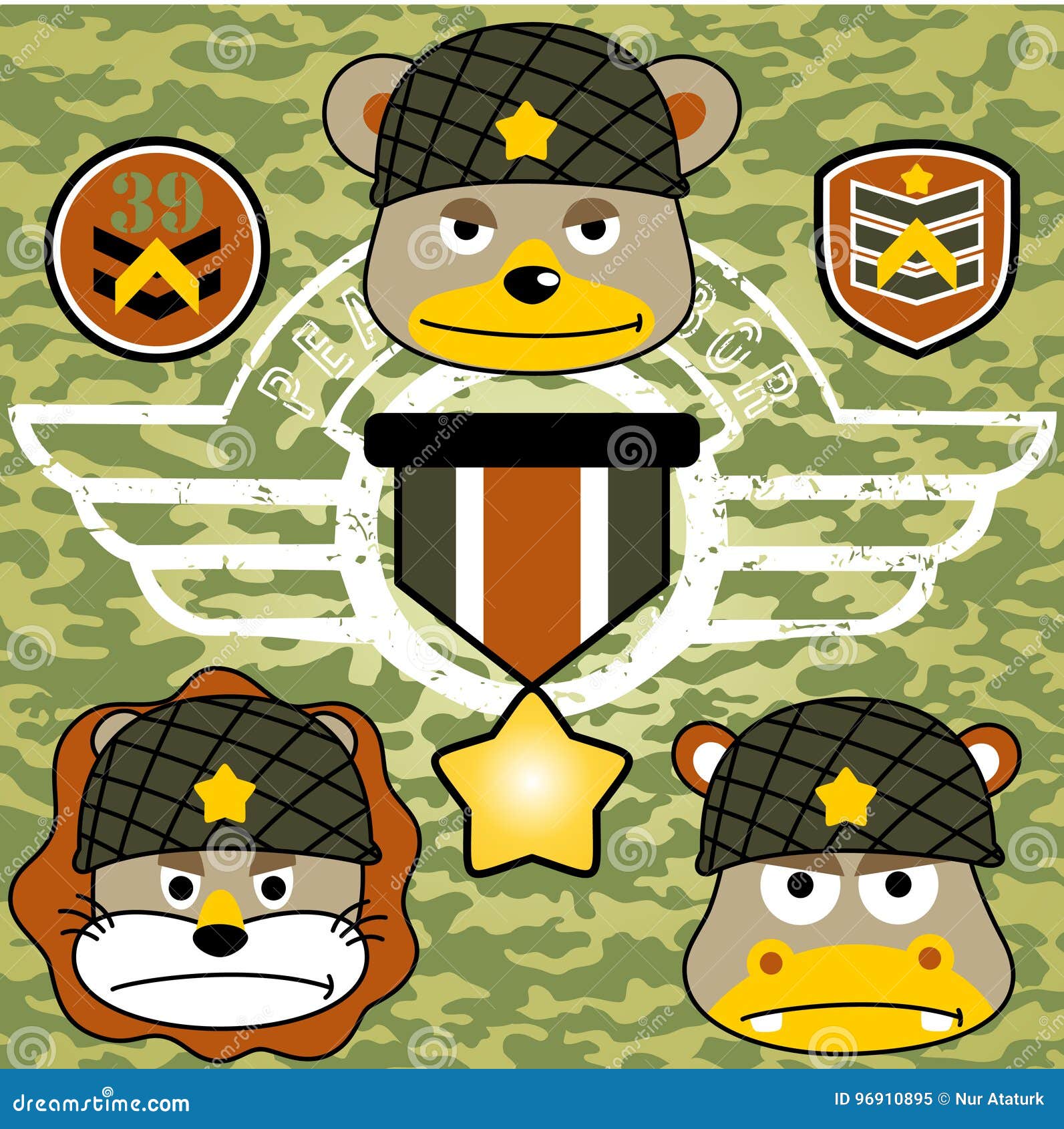 Animals army stock vector. Illustration of iron, conflict - 96910895