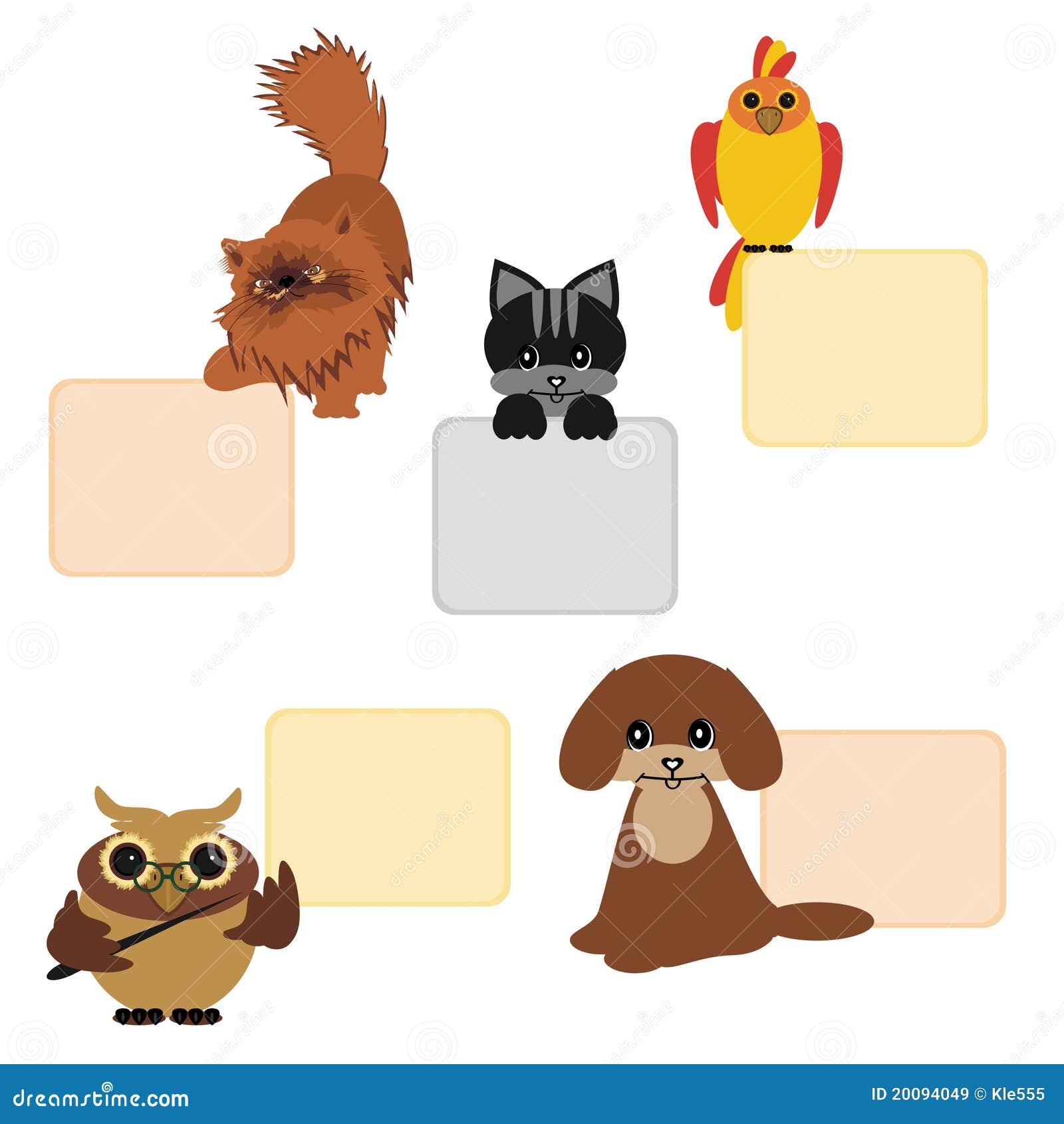 Animals and Birds with Tables Stock Illustration - Illustration of ...