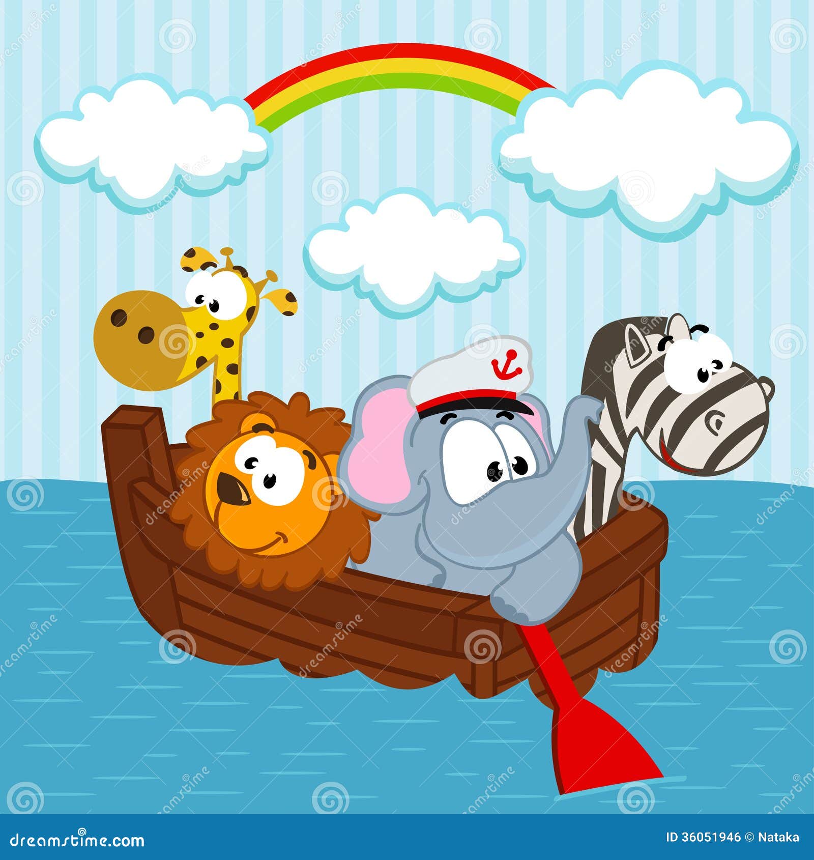 Animals in the boat stock vector. Illustration of beautiful - 36051946