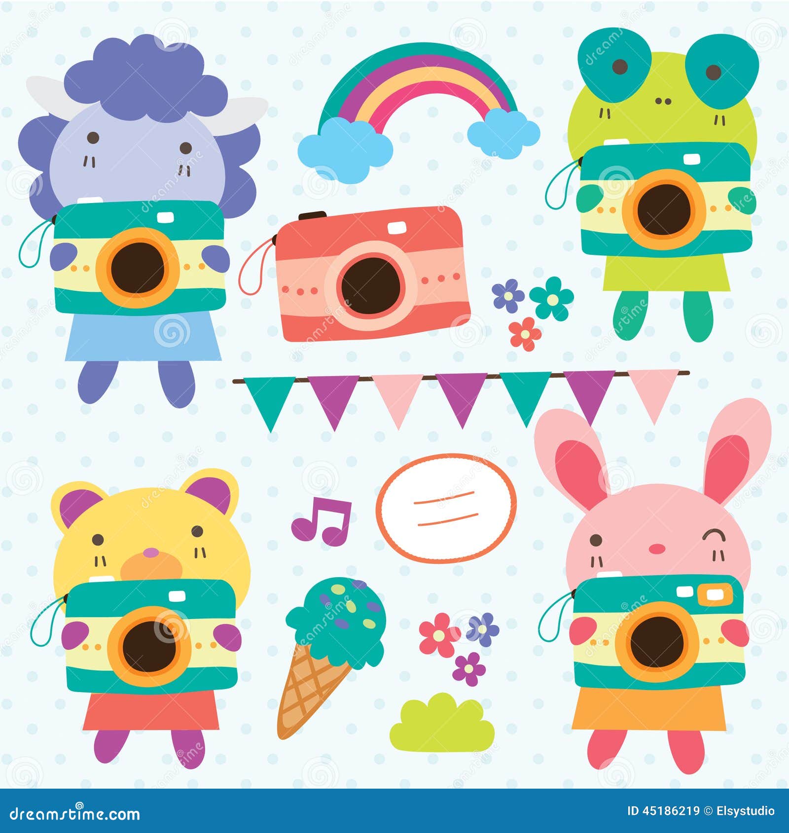 Animals camera clip art stock vector. Illustration of music - 45186219