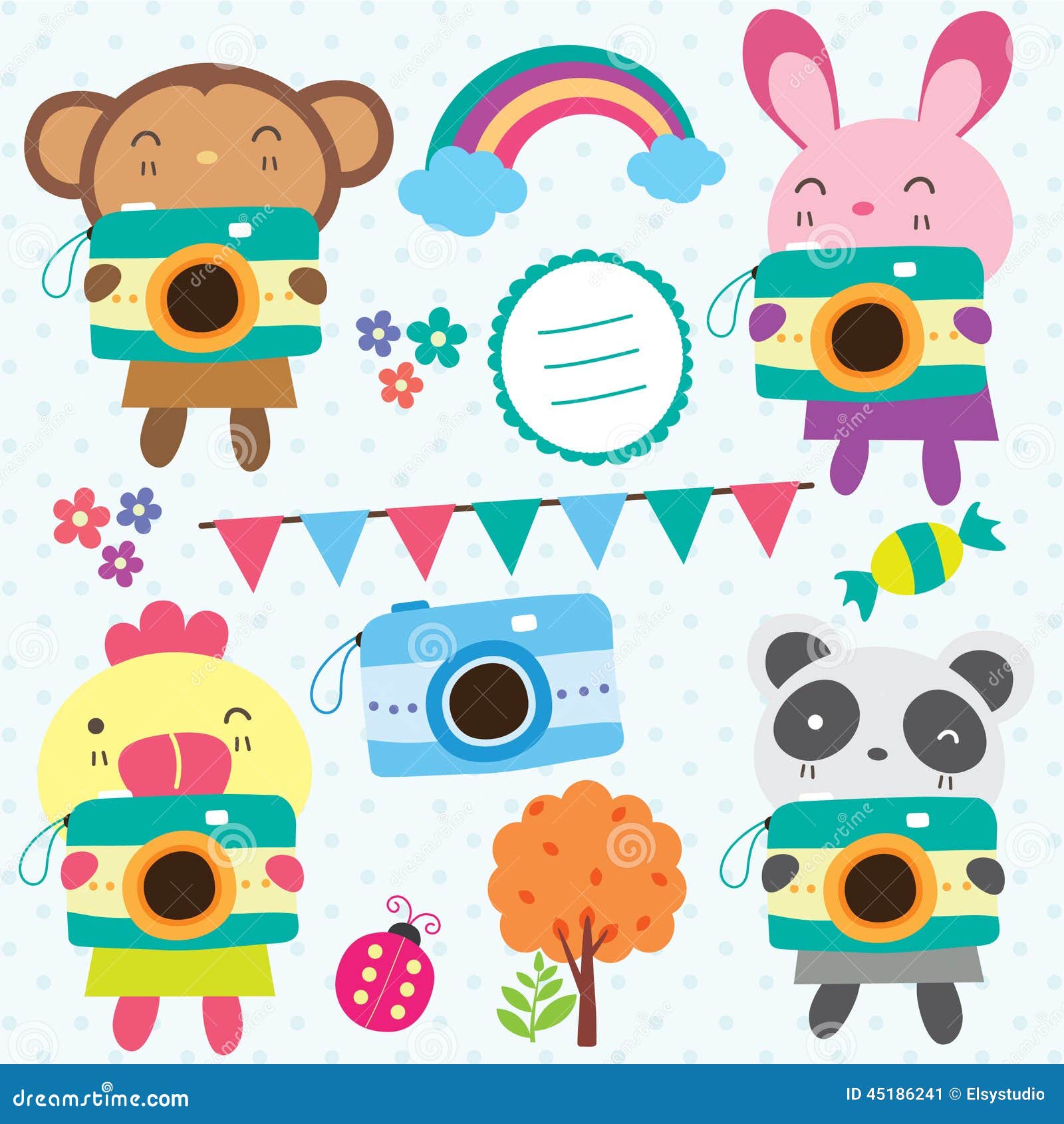 Animals camera clip art stock vector. Illustration of floral - 45186241