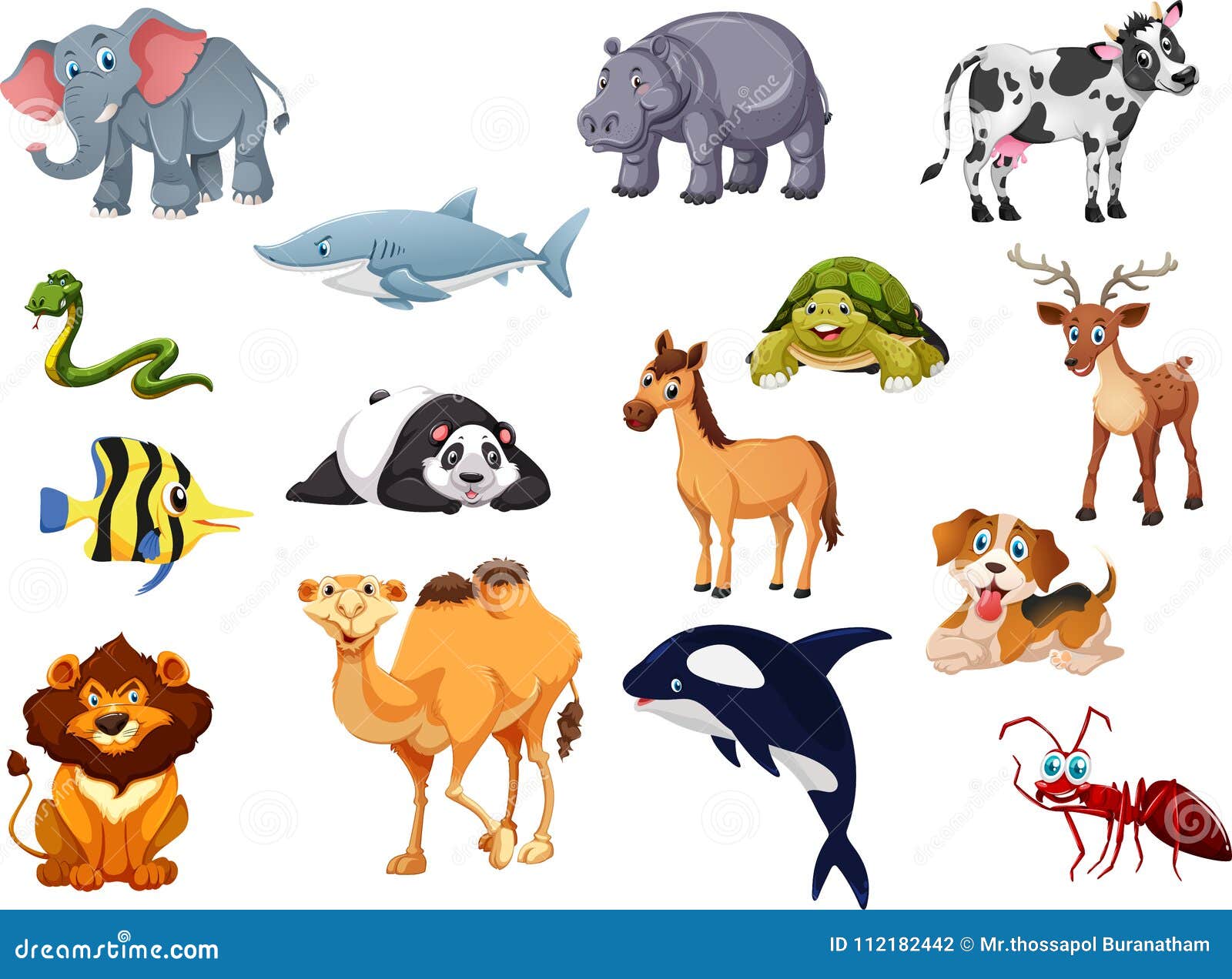 Animals Cartoon Collection One for Kids Stock Illustration ...