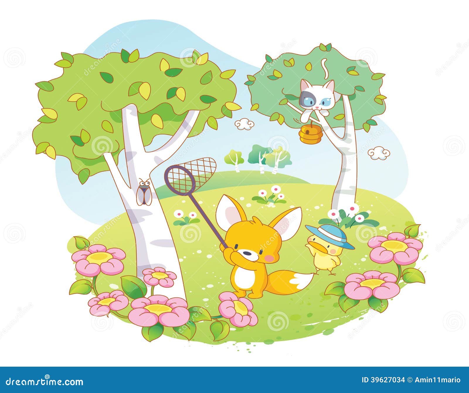 Animals Cartoon Playing Together Stock Illustration - Illustration of ...