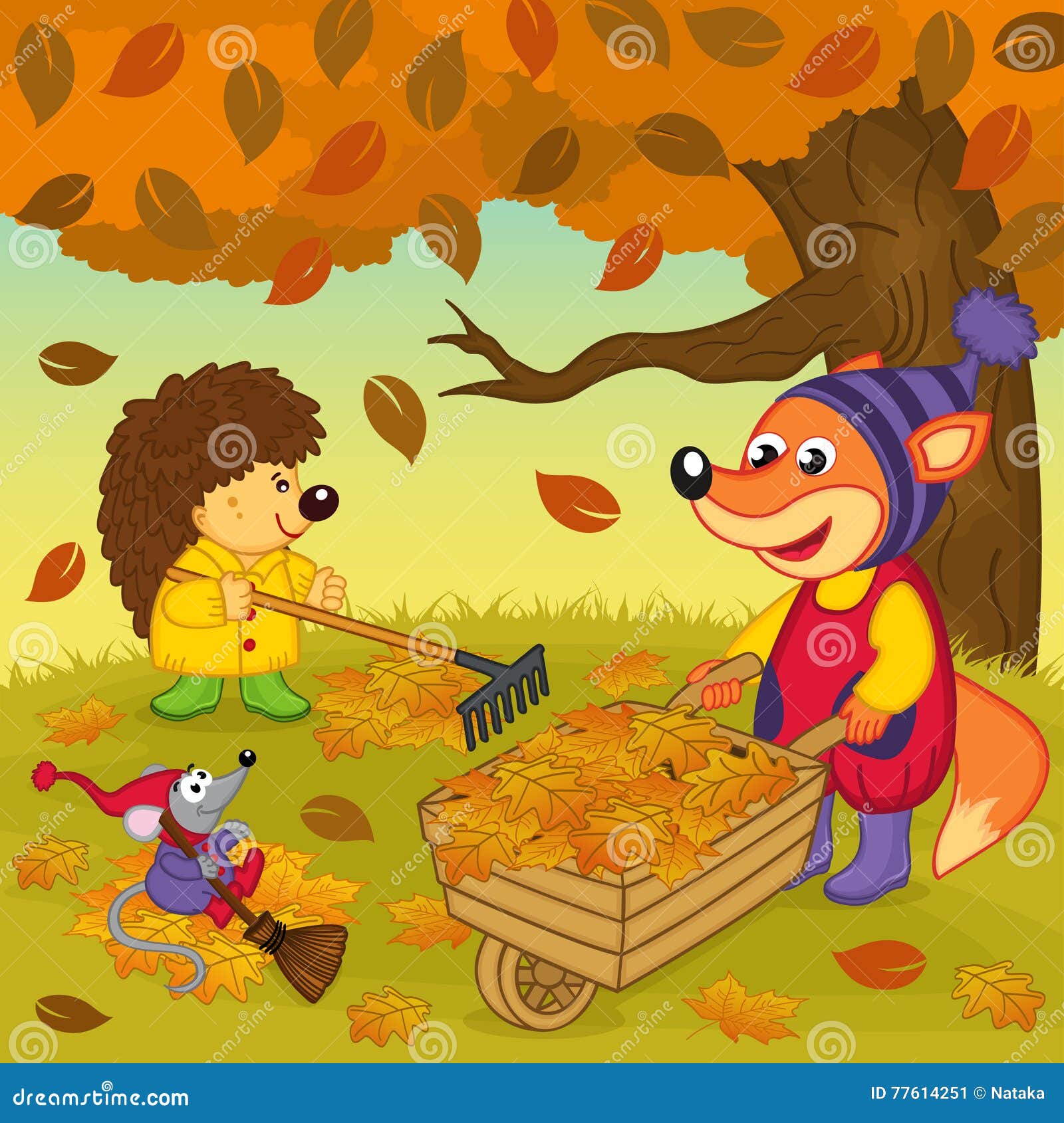 Animals Cleans Leaves in Forest Stock Vector - Illustration of ...