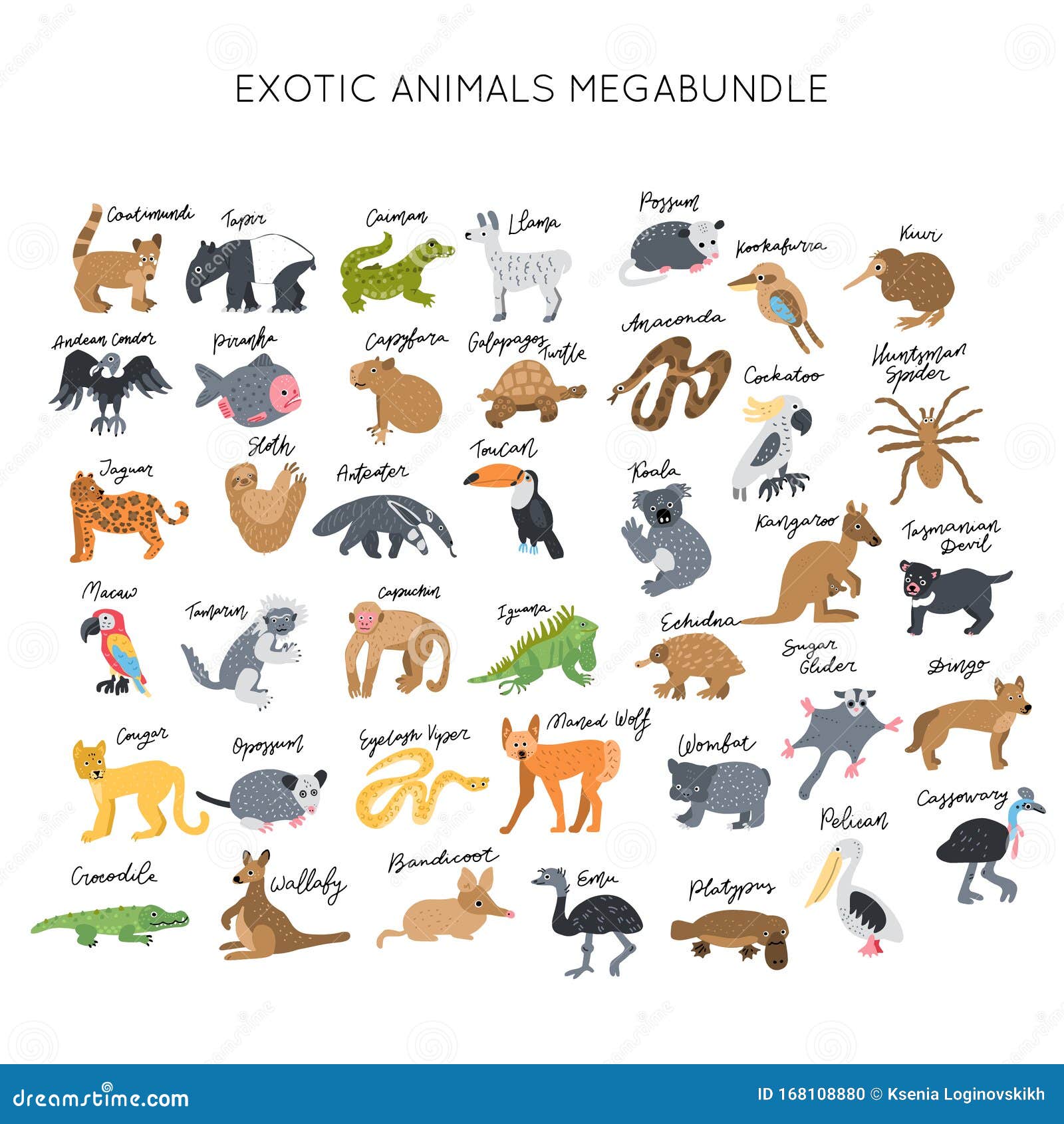 Animals Clipart Bundle Vector Stock Illustration - Illustration of ...