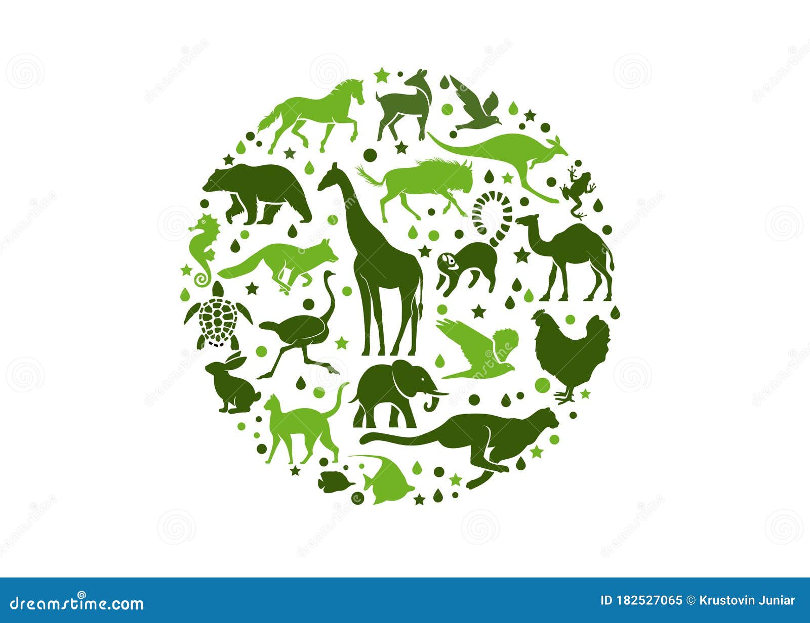 Animals Collection in Circle Frame Stock Vector - Illustration of ...