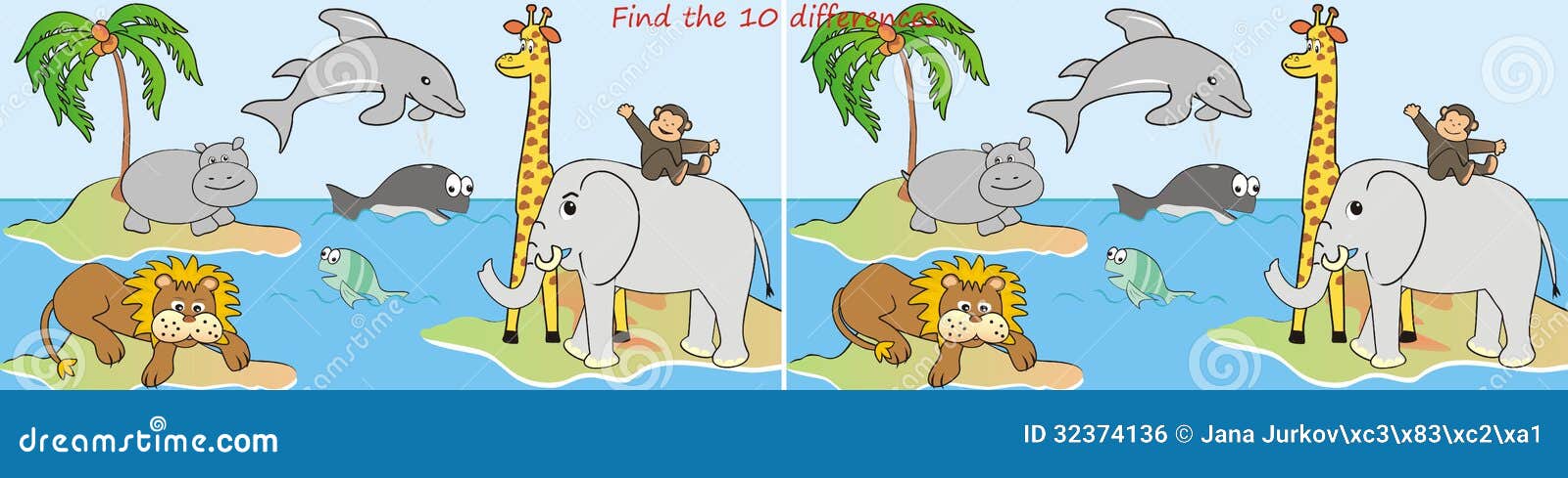 Animals-10 differences stock illustration. Illustration of difference ...