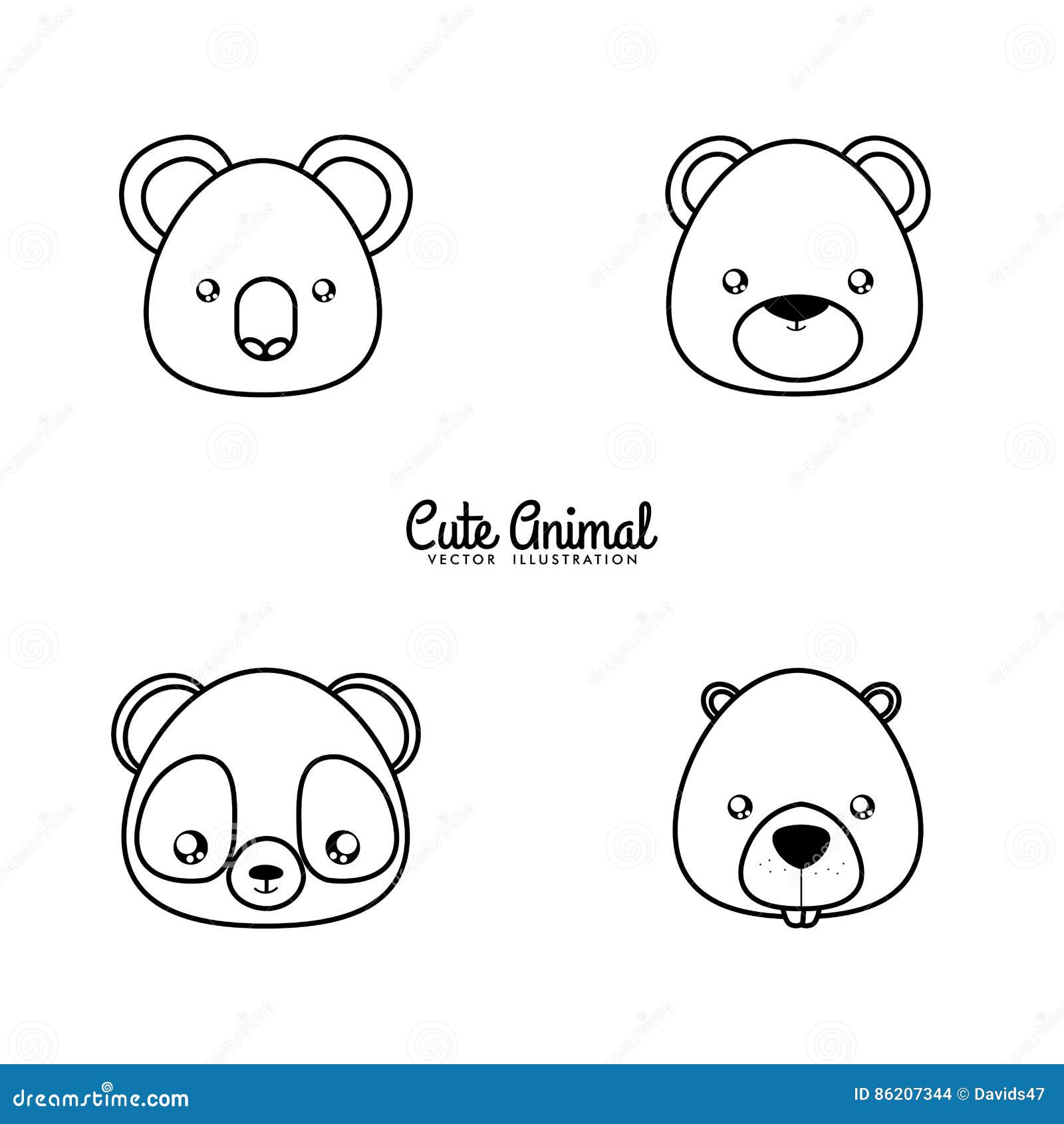 Animals Drawing Face stock vector. Illustration of portrait - 86207344